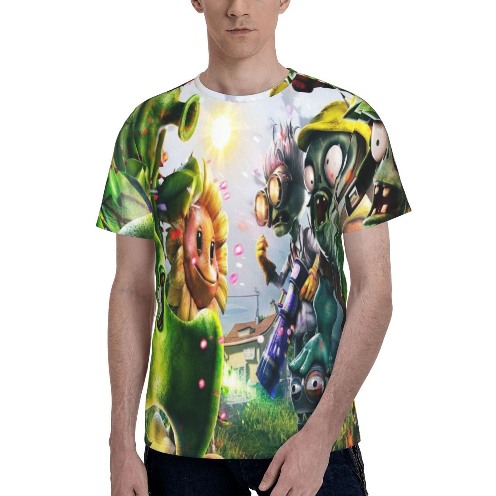 Plants Vs Zombies Mens 3d Graphic Print Shirts Casual Short Sleeve Tee ...