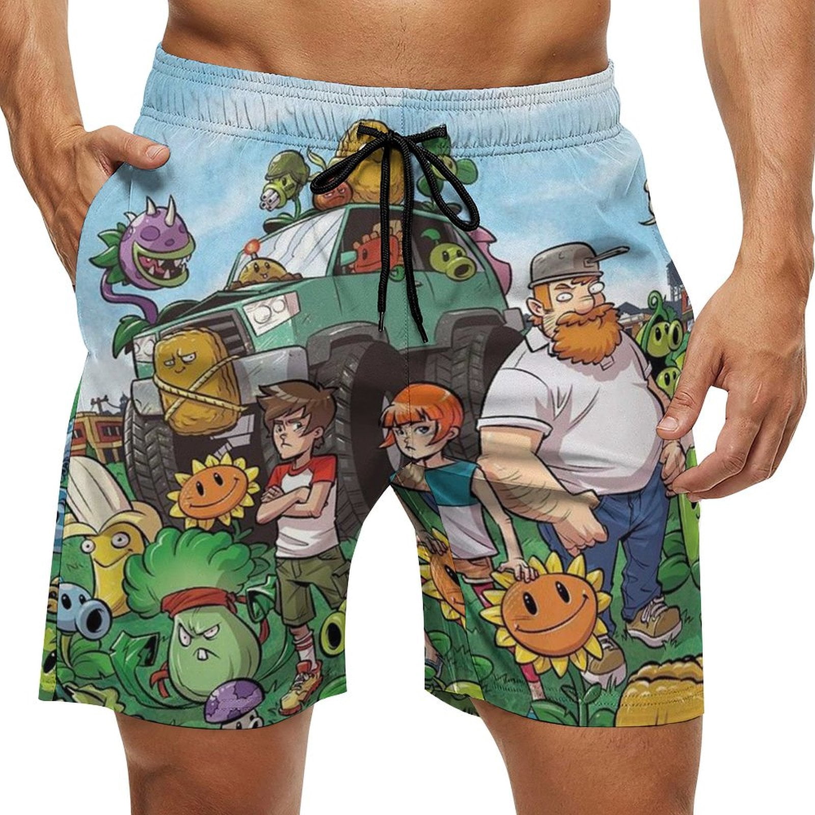 Plants Vs Zombies Mens Board Shorts Quick Dry Swim Trunk Lightweight ...
