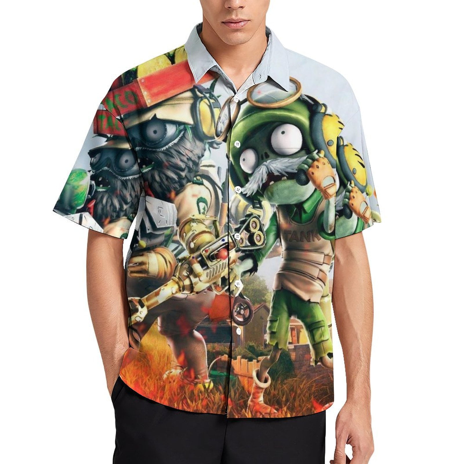 Plants Vs Zombies Mens Hawaiian Shirt Loose Fit Shirts - Short Sleeve ...