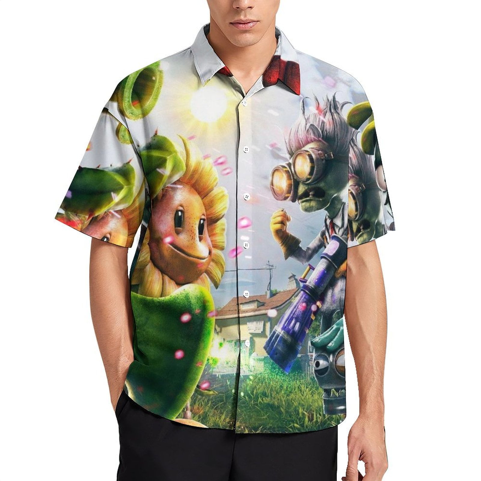 Plants Vs Zombies Mens Hawaiian Shirt Short Sleeve Button Down Shirts ...