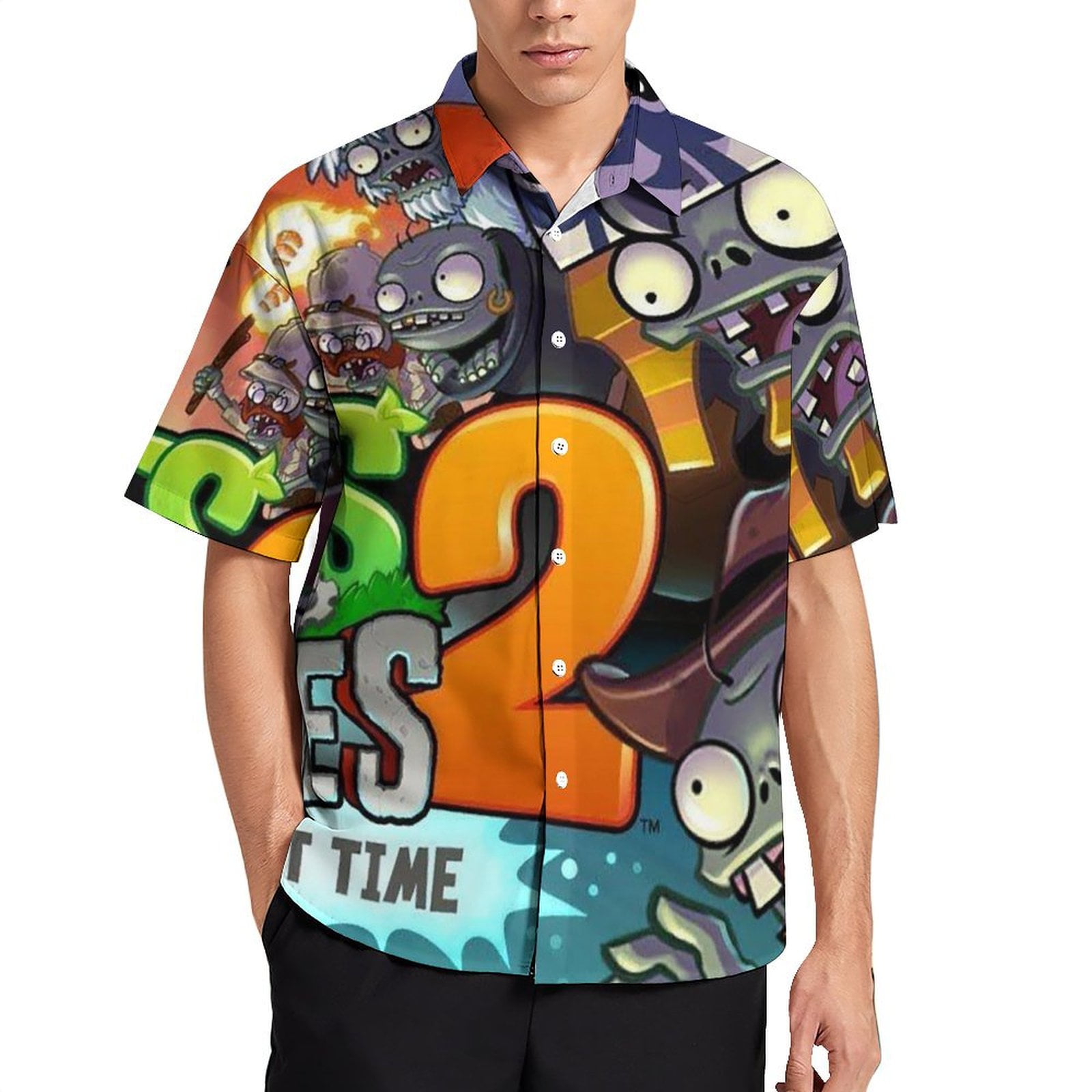 Plants Vs Zombies Mens Hawaiian Shirt Short Sleeve Button Down Shirts ...