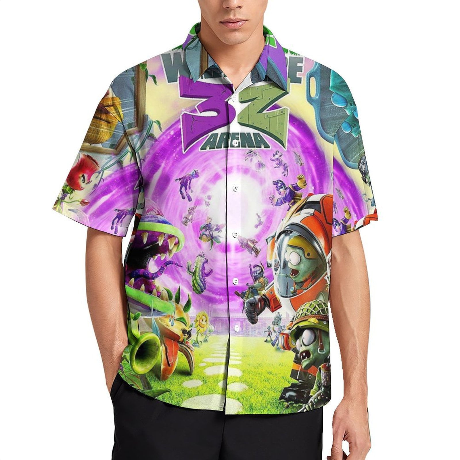 Plants Vs Zombies Mens Hawaiian Shirt Short Sleeve Button Down Shirts ...