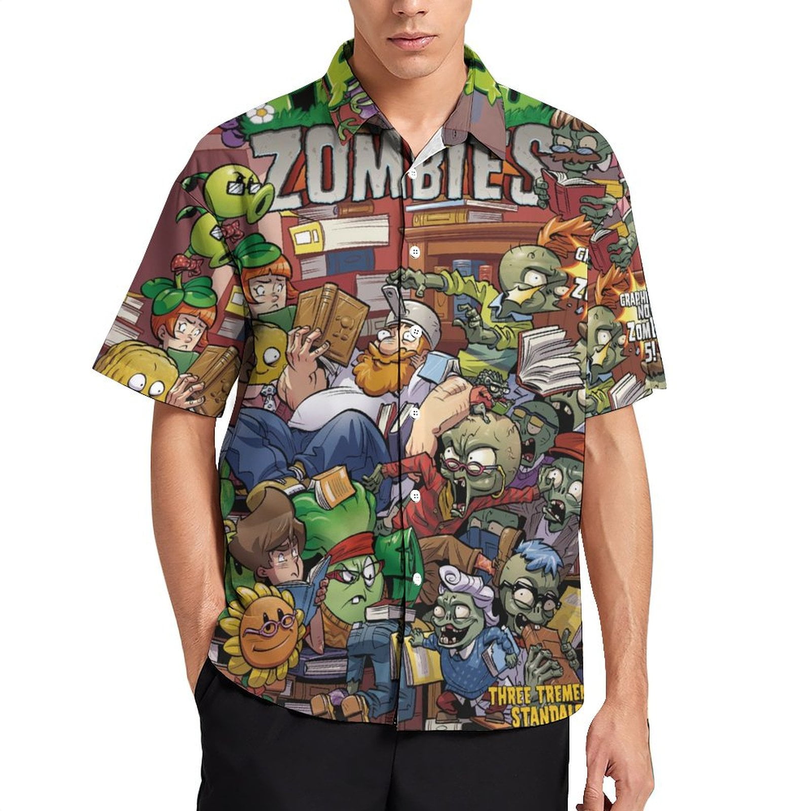 Plants Vs Zombies Mens Hawaiian Shirt Short Sleeve Button Down Shirts ...