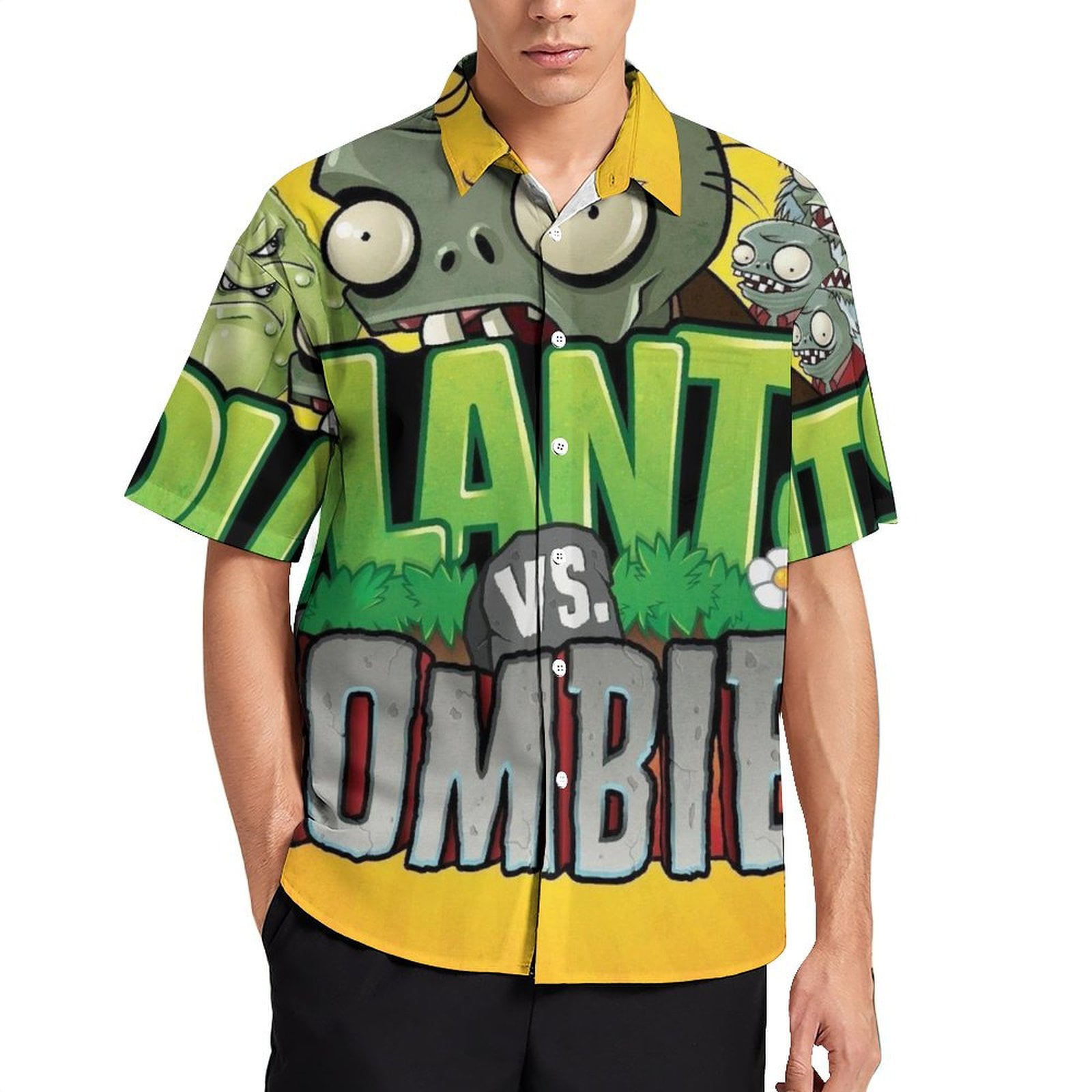 Plants Vs Zombies Mens Hawaiian Shirt Short Sleeve Button Down Shirts ...