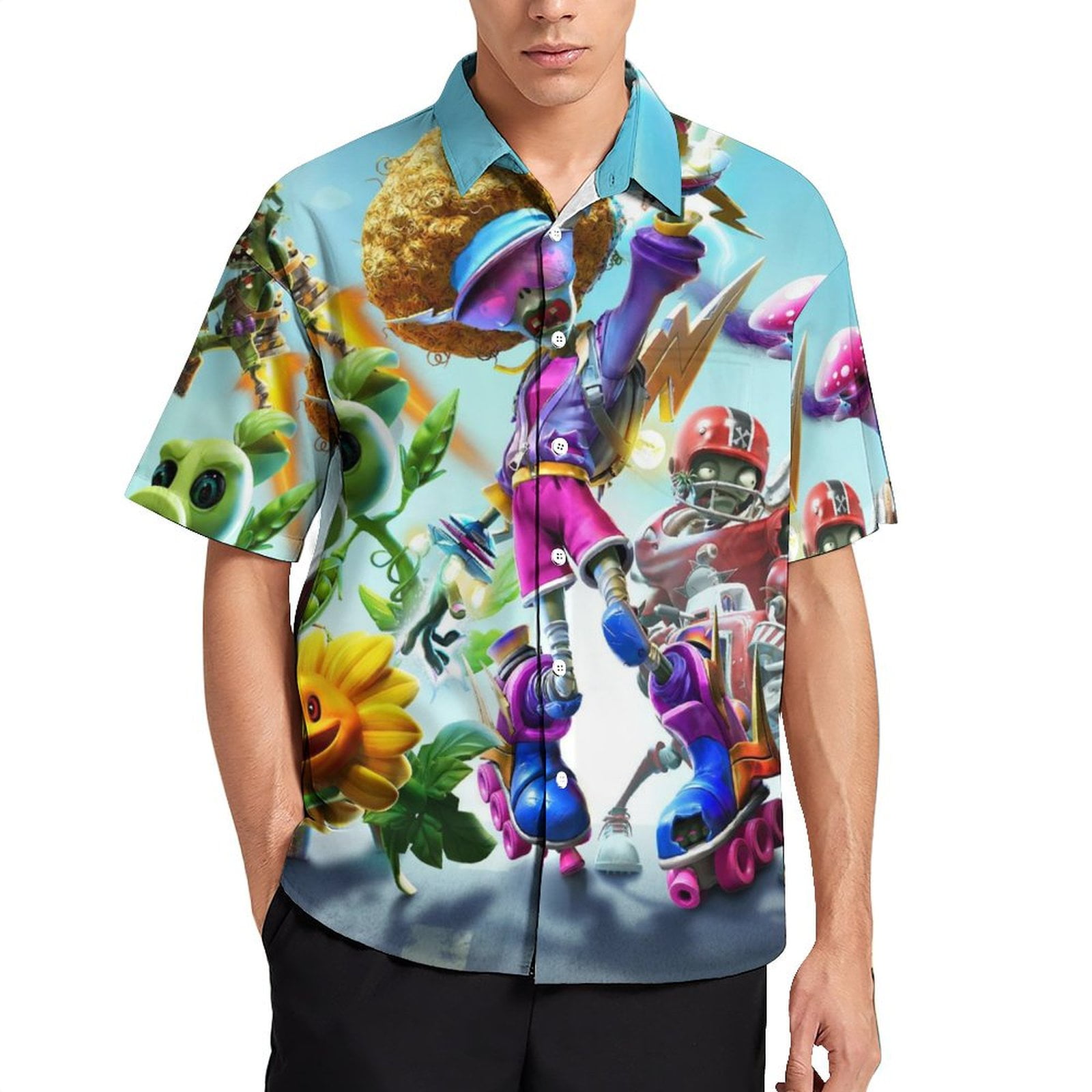 Plants Vs Zombies Mens Hawaiian Shirt Short Sleeve Button Down Shirts ...