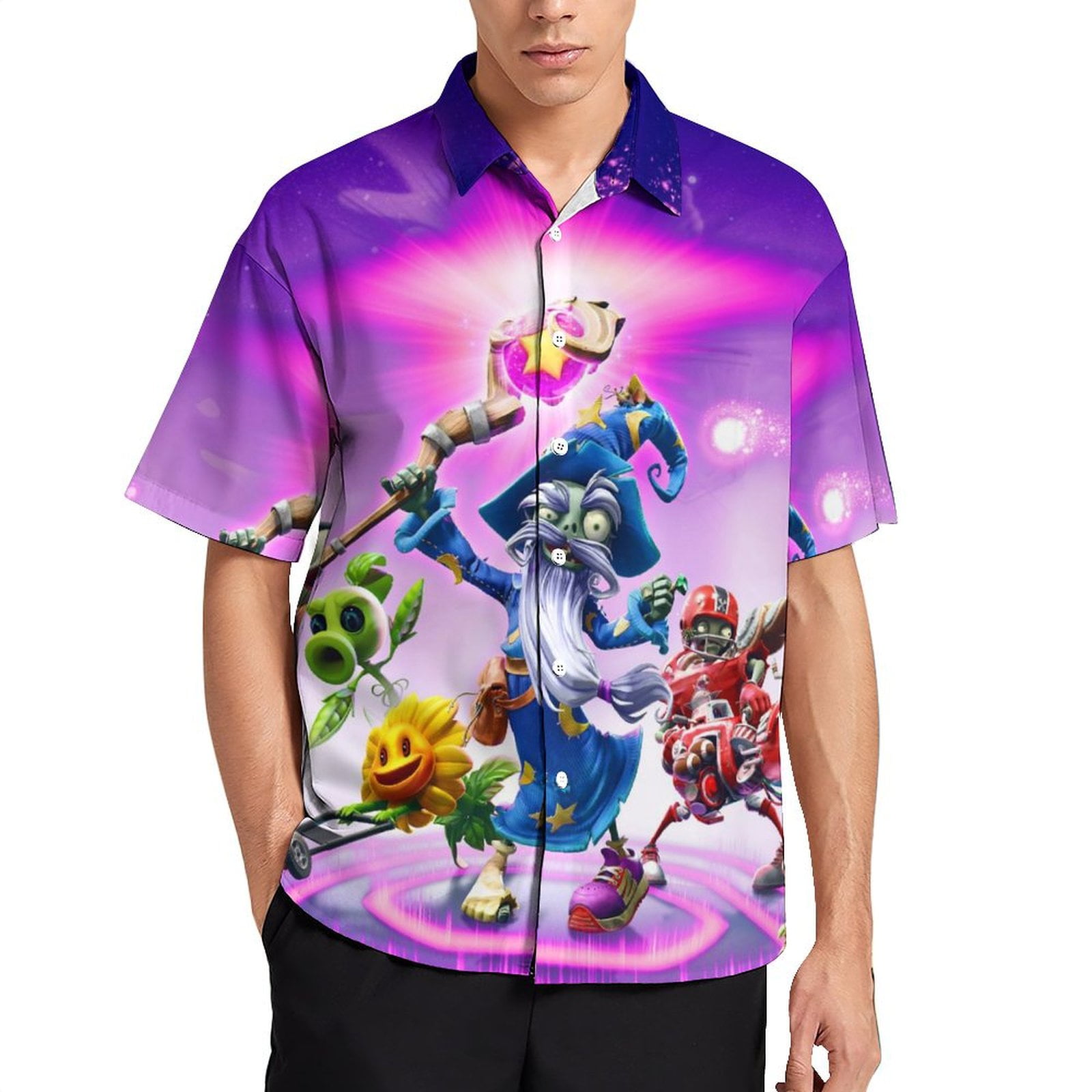 Plants Vs Zombies Mens Hawaiian Shirt Short Sleeve Button Down Shirts ...
