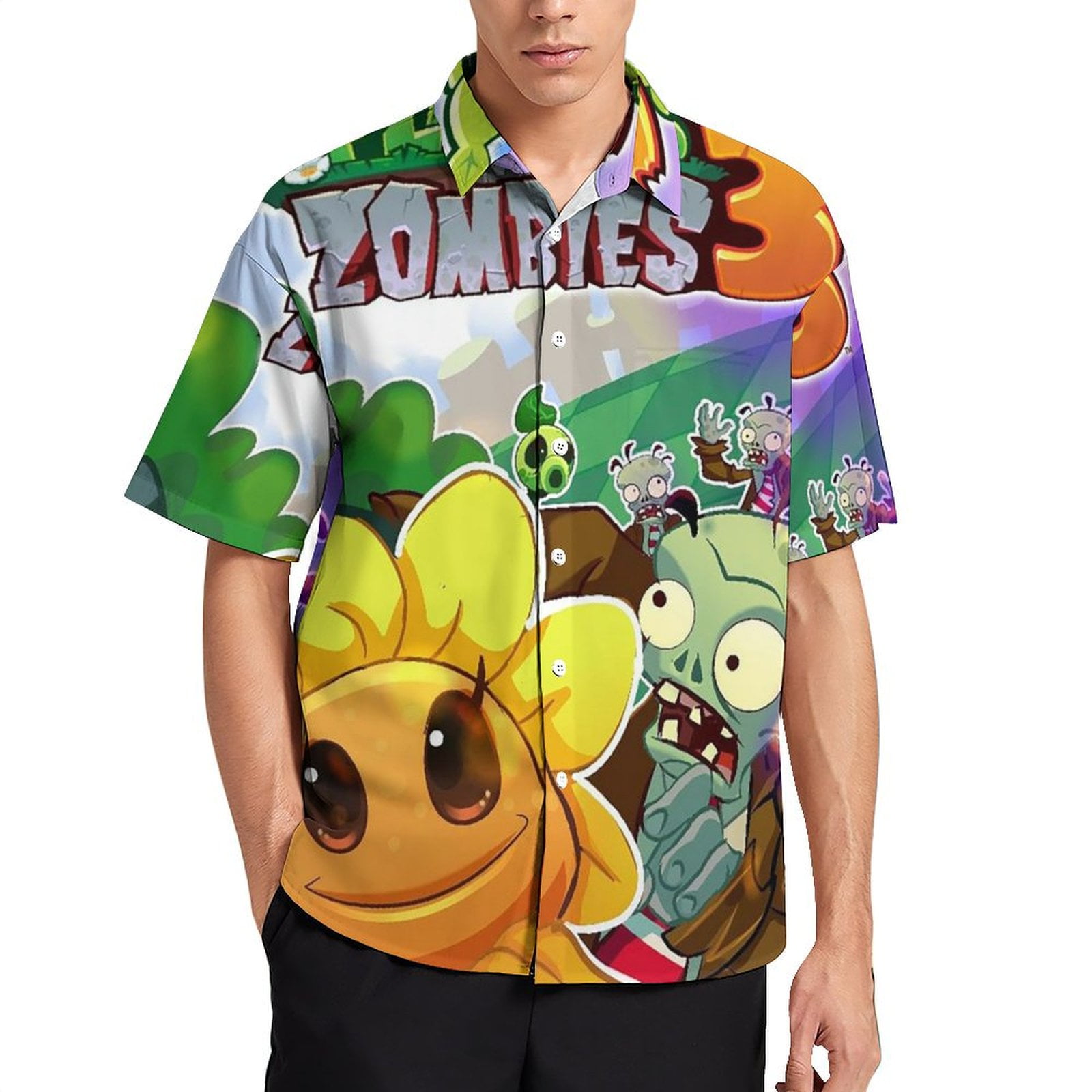 Plants Vs Zombies Mens Hawaiian Shirt Short Sleeve Button Down Shirts ...