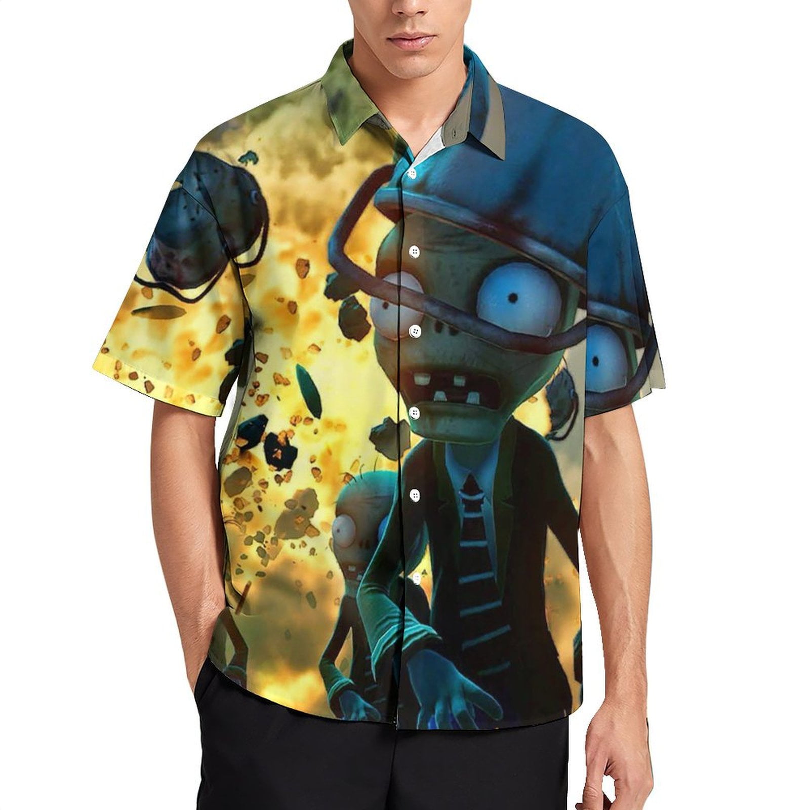 Plants Vs Zombies Mens Hawaiian Shirt Short Sleeve Button Down Shirts ...