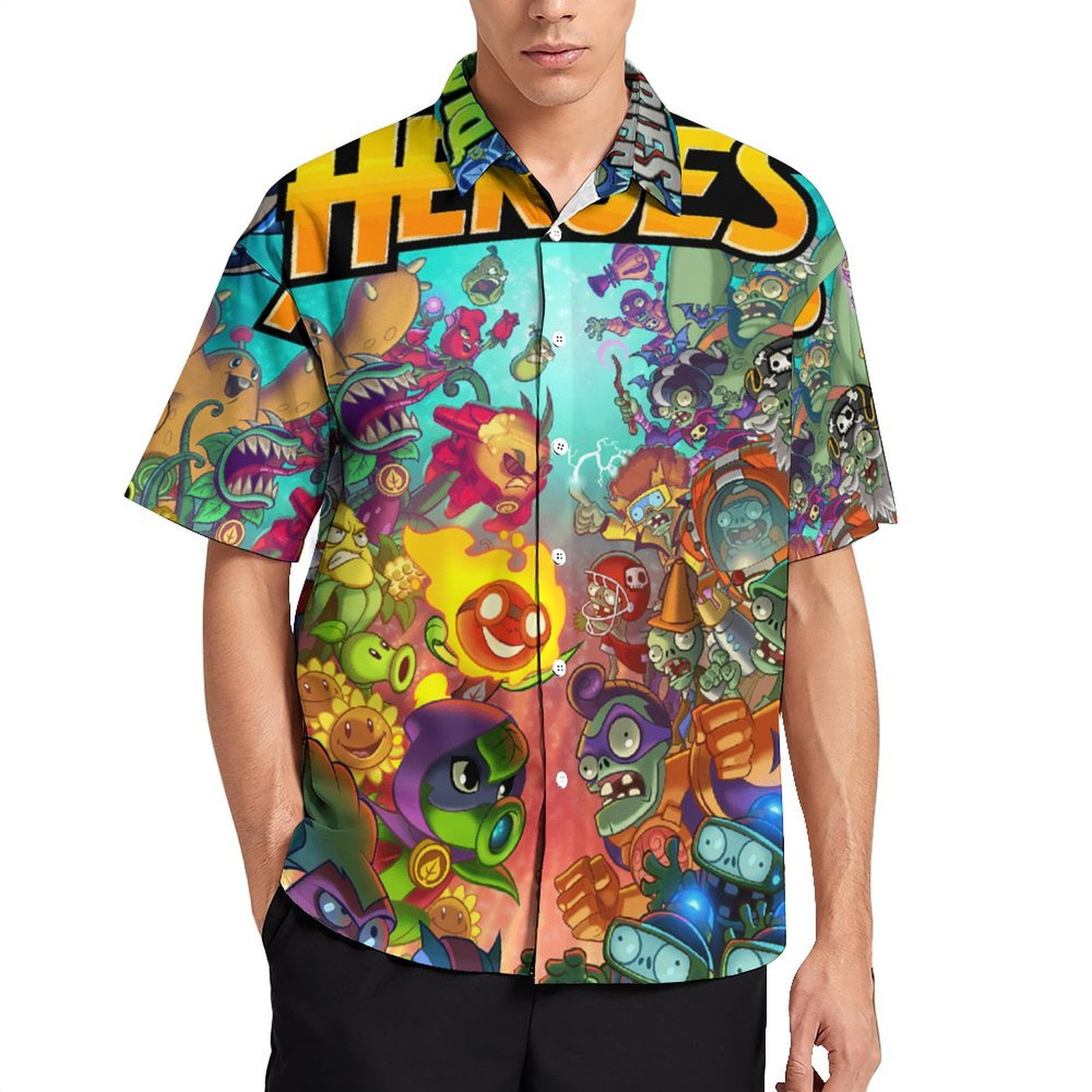 Plants Vs Zombies Mens Hawaiian Shirt Short Sleeve Button Down Shirts ...