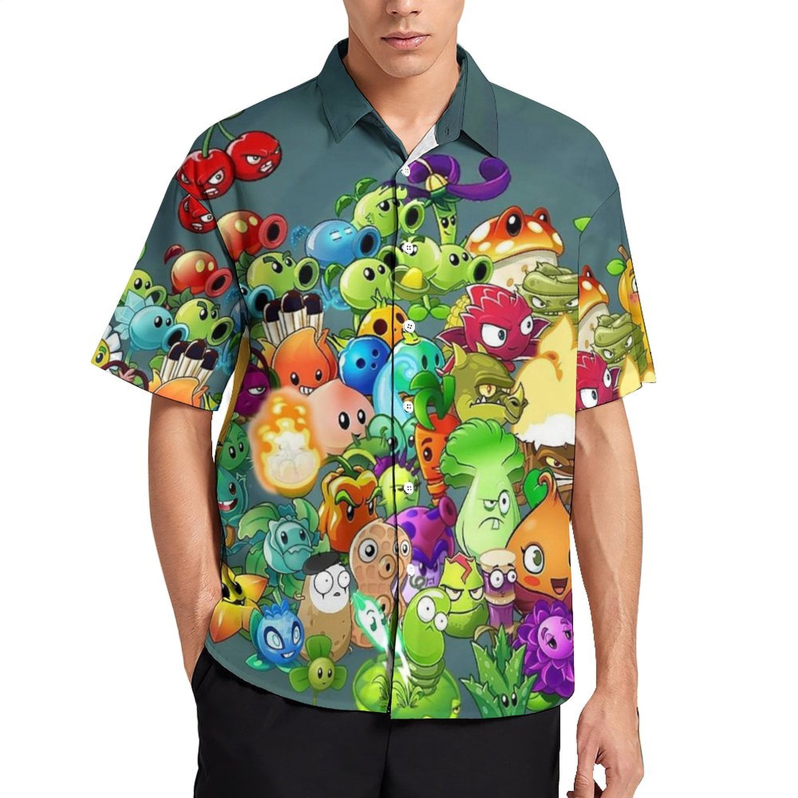 Plants Vs Zombies Mens Hawaiian Shirt Short Sleeve Button Down Shirts ...