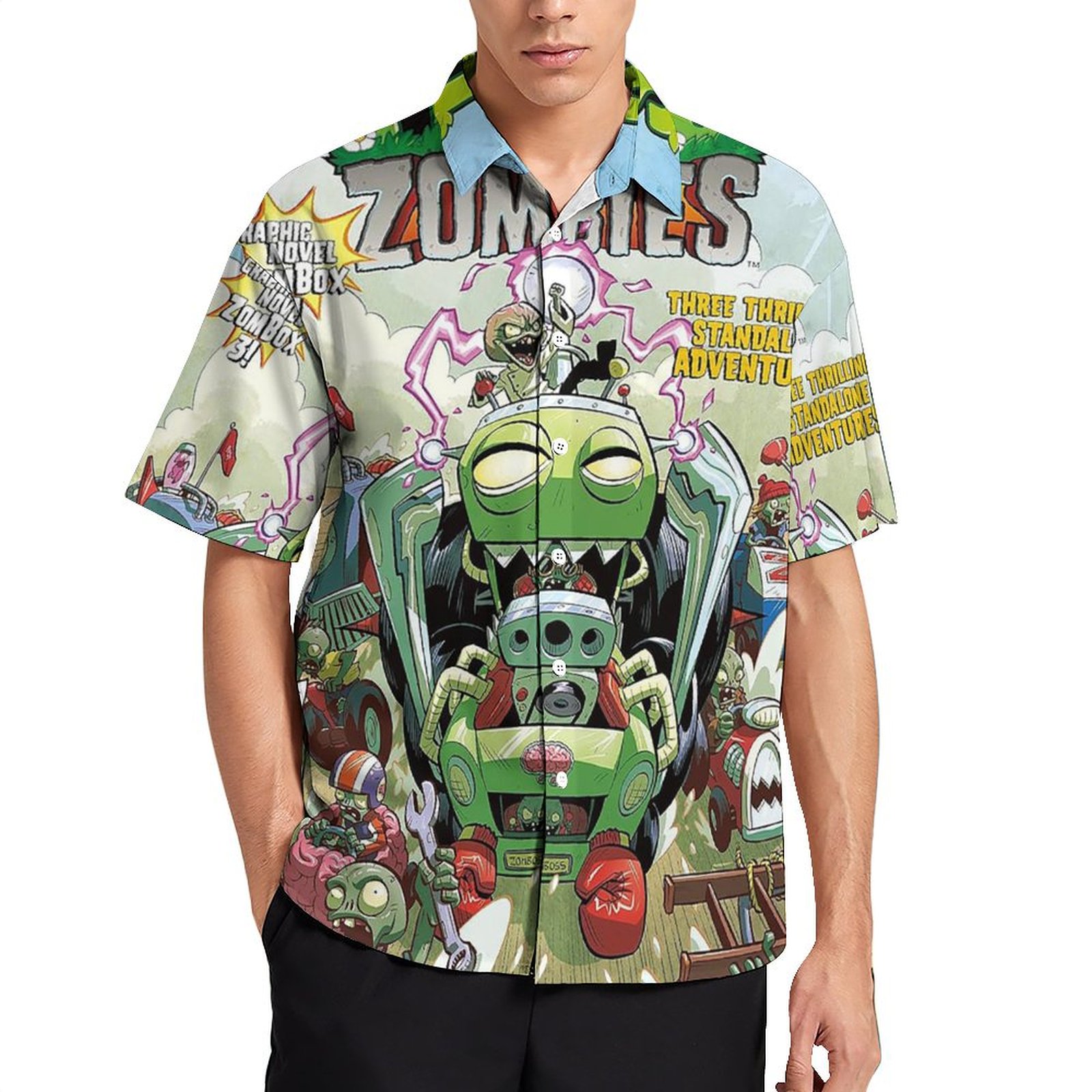 Plants Vs Zombies Mens Hawaiian Shirt Short Sleeve Button Down Shirts ...