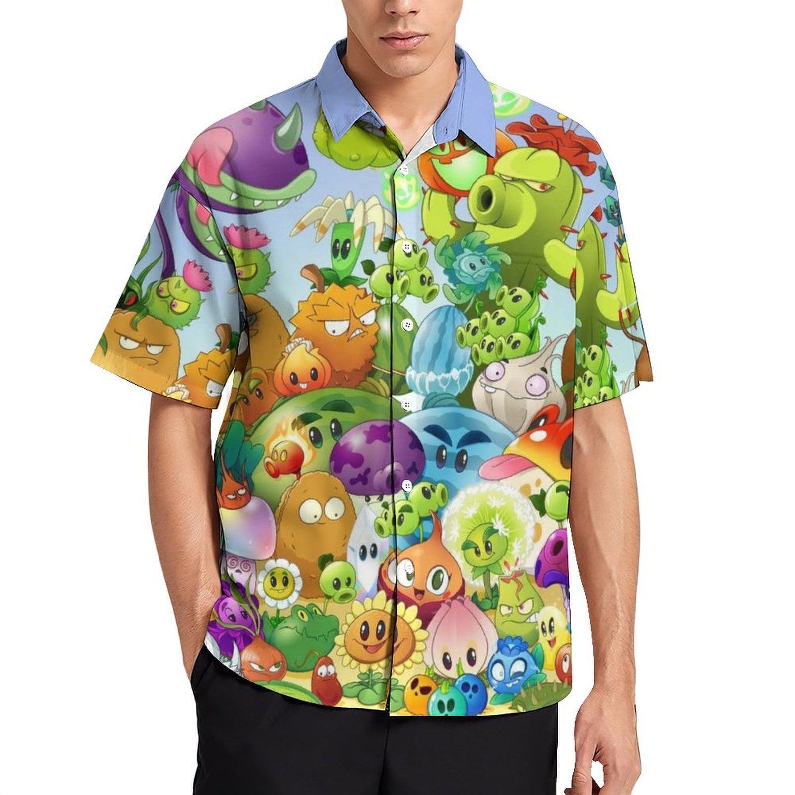 Plants Vs Zombies Mens Hawaiian Shirt Short Sleeve Button Down Shirts ...