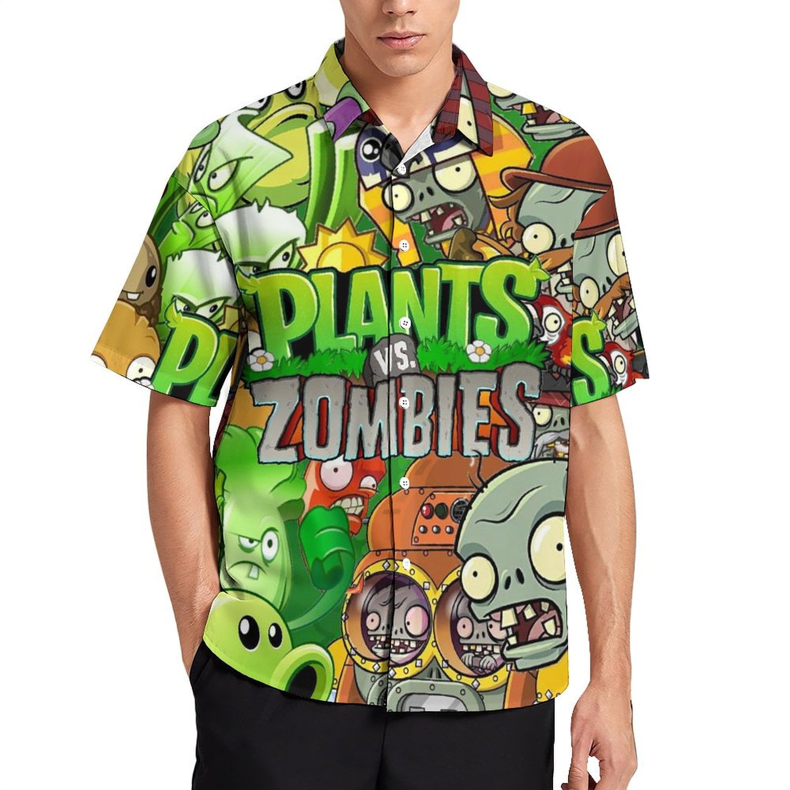 Plants Vs Zombies Mens Hawaiian Shirt Short Sleeve Button Down Shirts ...