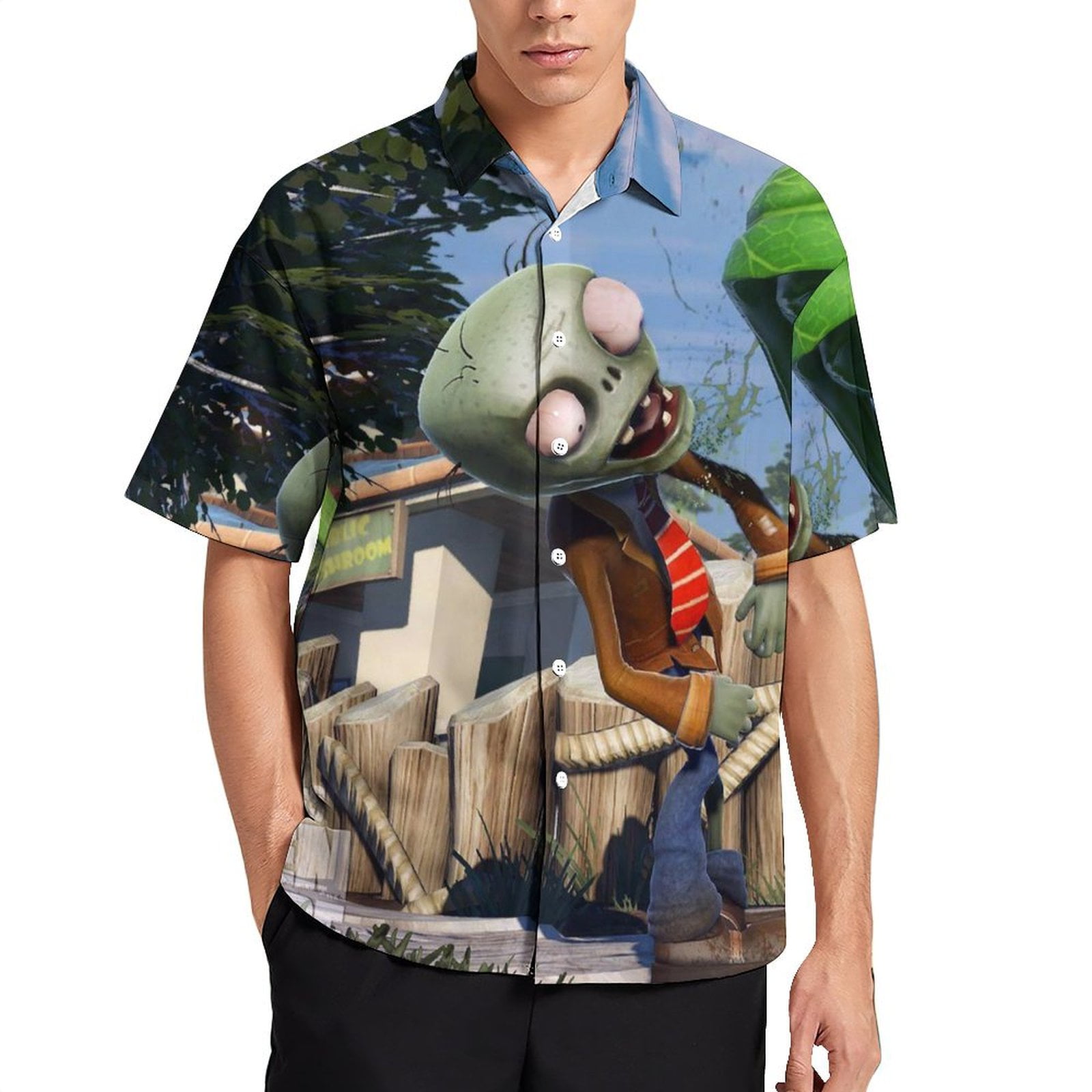Plants Vs Zombies Mens Hawaiian Shirt Short Sleeve Button Down Shirts ...