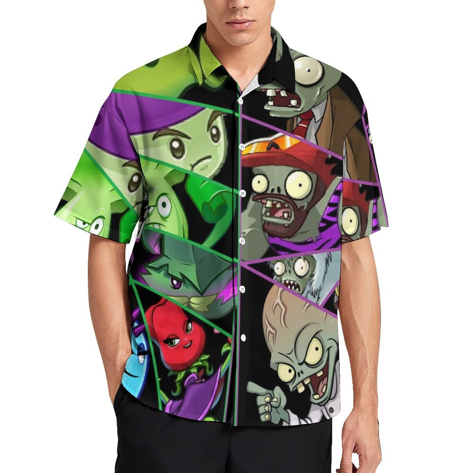Plants Vs Zombies Mens Hawaiian Shirt Short Sleeve Button Down Shirts ...