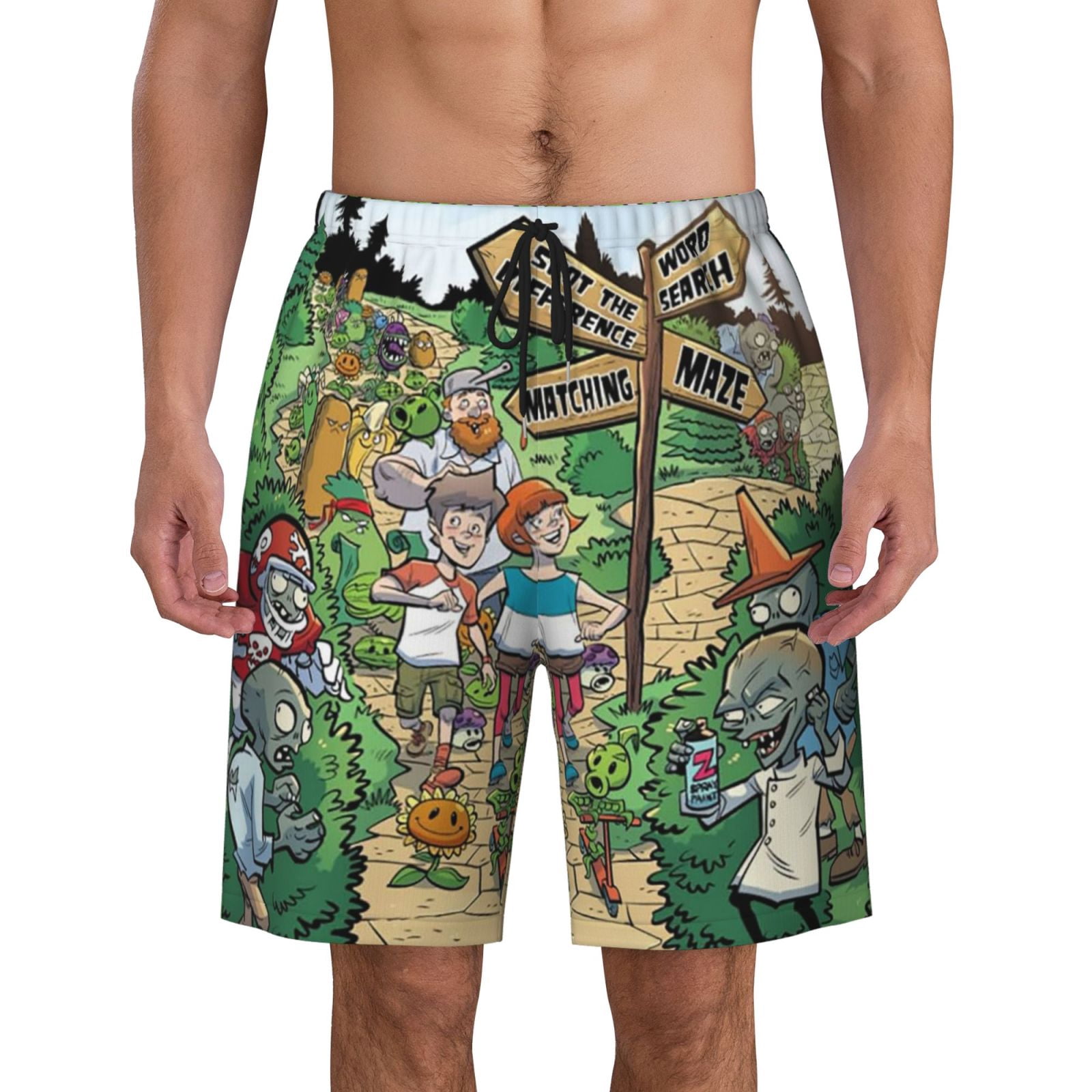 Plants Vs Zombies Mens Swim Trunks Quick Dry Board Shorts With Mesh ...