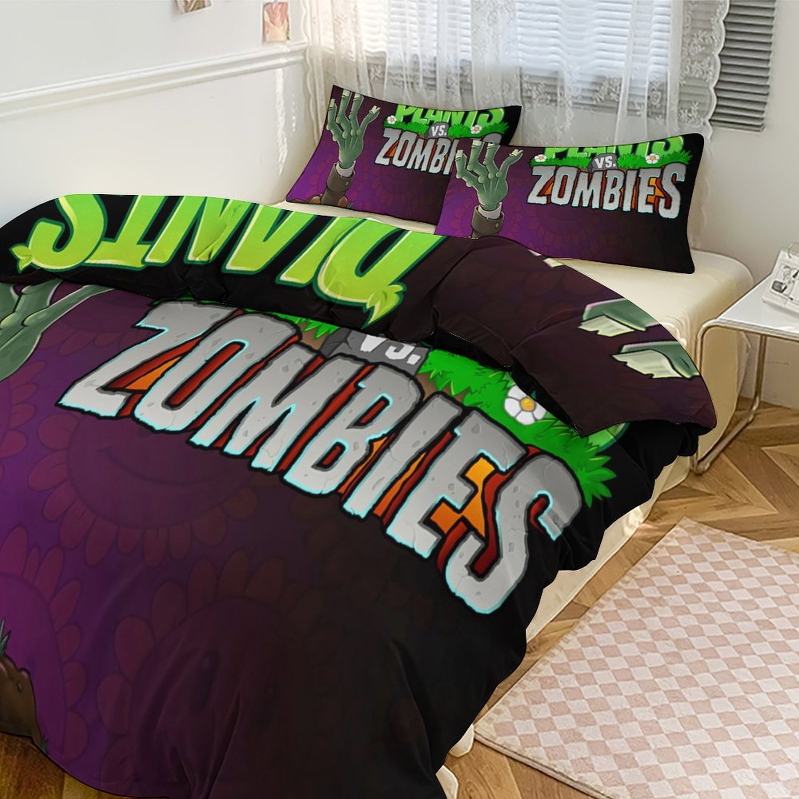 Plants Vs Zombies Quilt Set 90"x90" Thicken Soft 3 Pieces Bedding Set ...