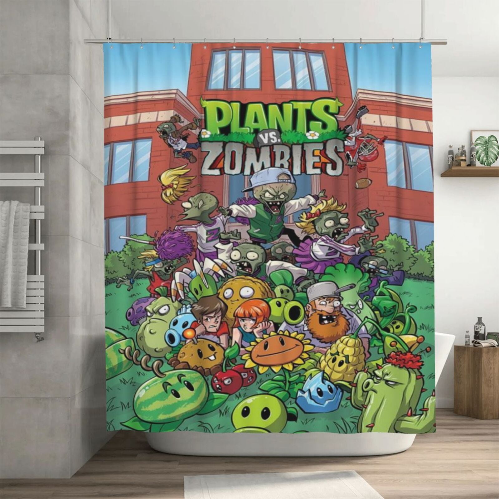 Plants Vs Zombies Shower Curtain 72x72 Inches Waterproof Bathing ...