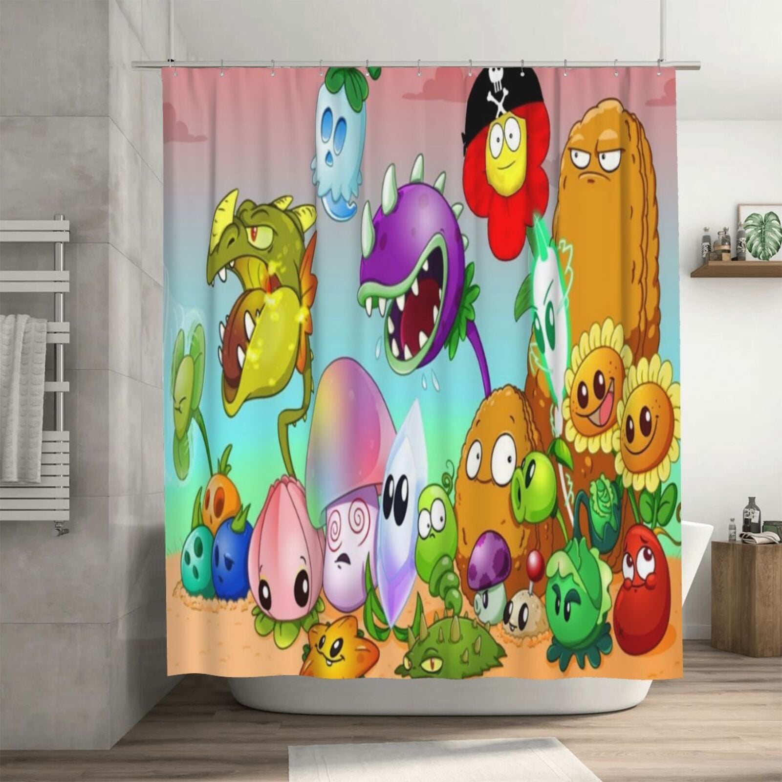 Plants Vs Zombies Shower Curtain 72x72 Inches Waterproof Bathing ...