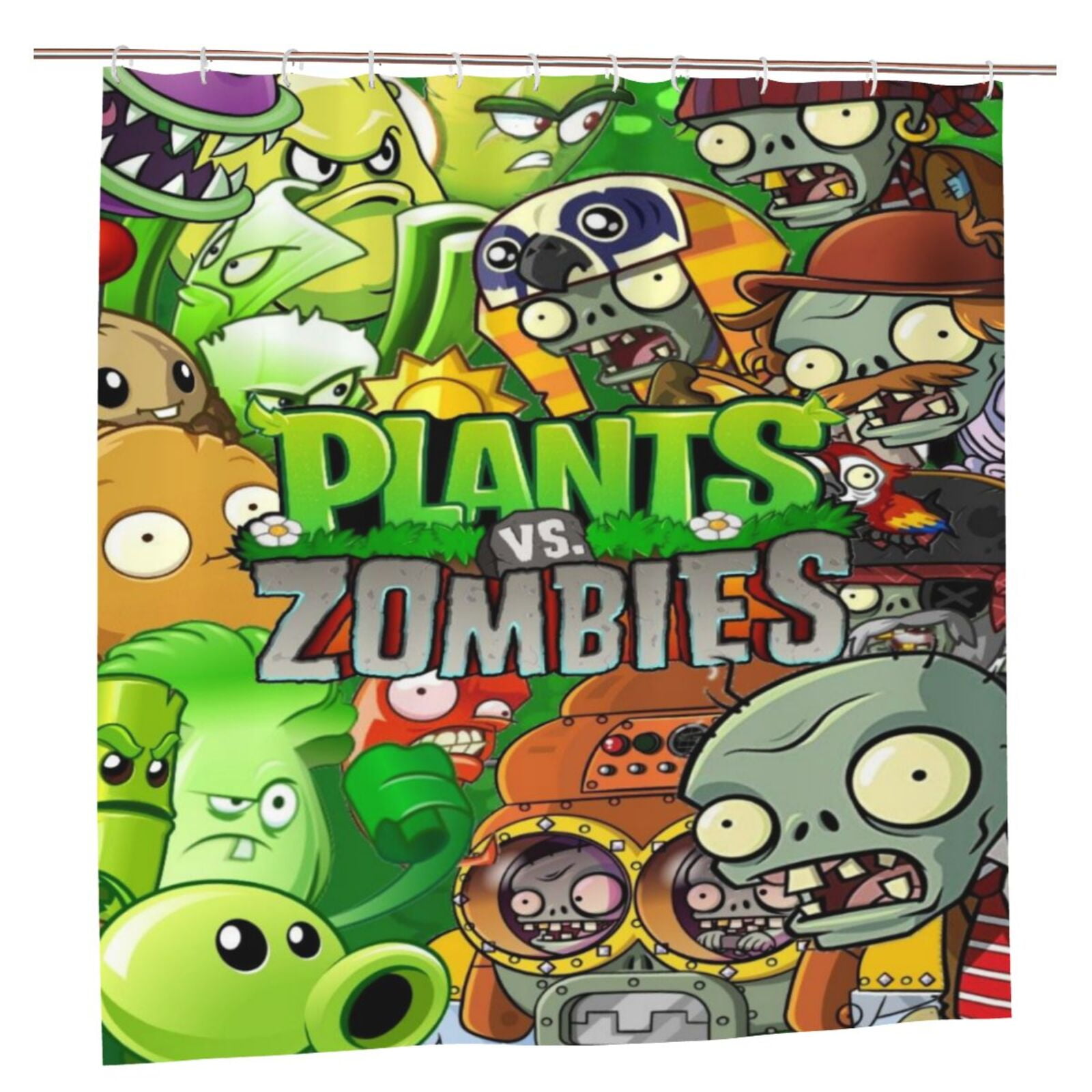 Plants Vs Zombies Shower Curtain Set, Waterproof Fabric Kids Bathroom ...