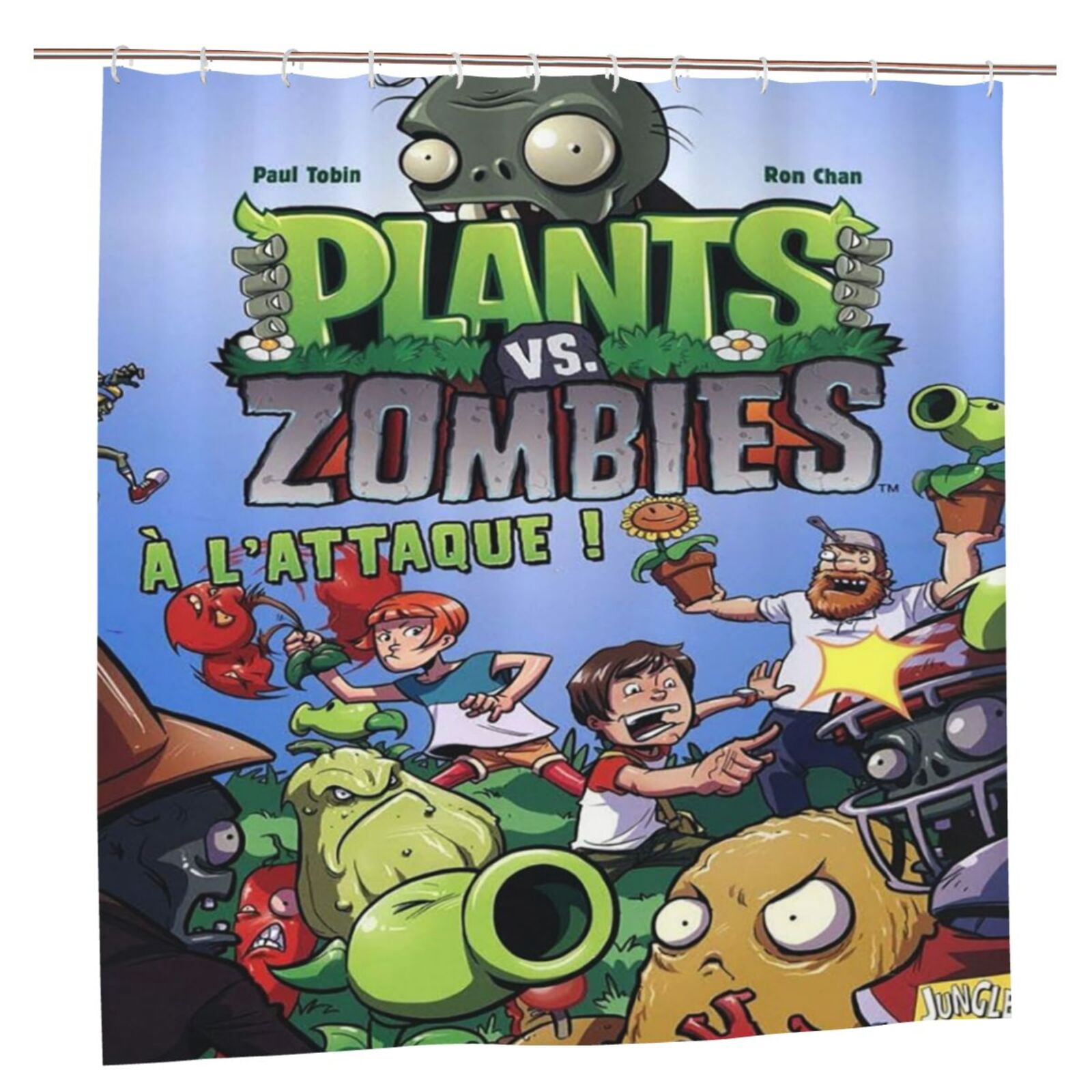 Plants Vs Zombies Shower Curtain Set, Waterproof Fabric Kids Bathroom ...