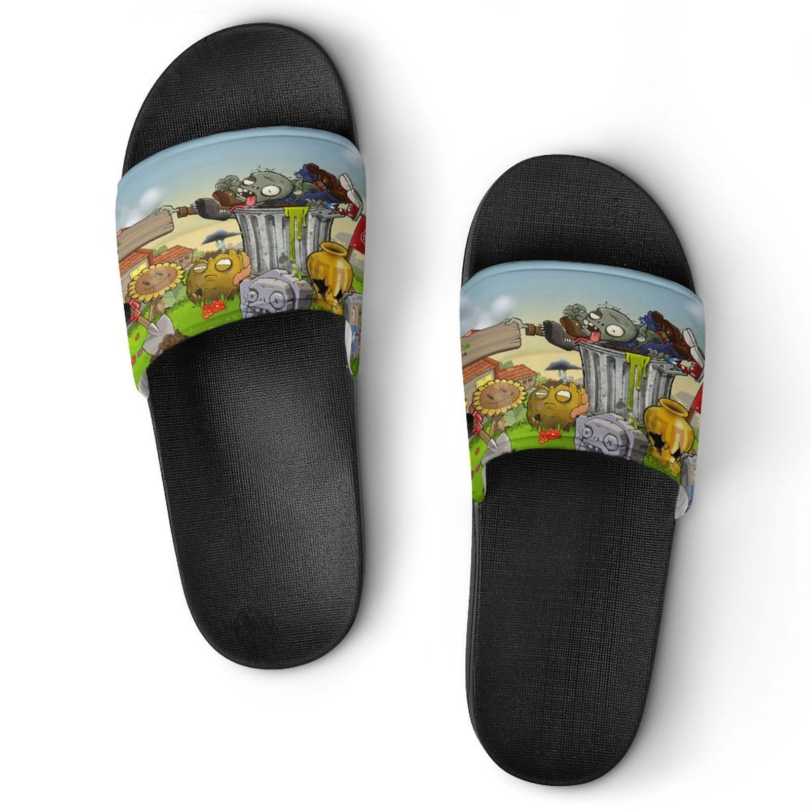 Plants Vs Zombies Shower Slippers for Women & Men Non-Slip House Shoes ...