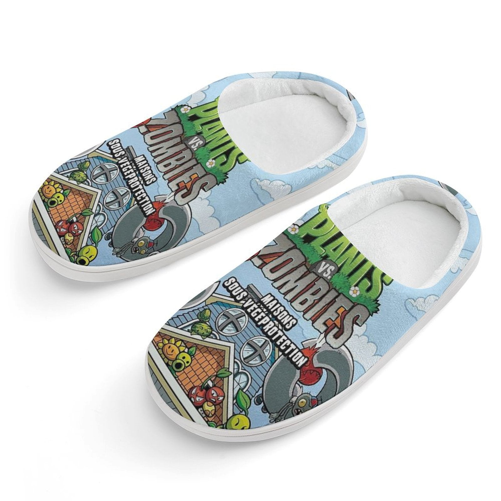 Plants Vs Zombies Slippers for Kids, Cute Soft Plush Anti-slip Fluffy ...