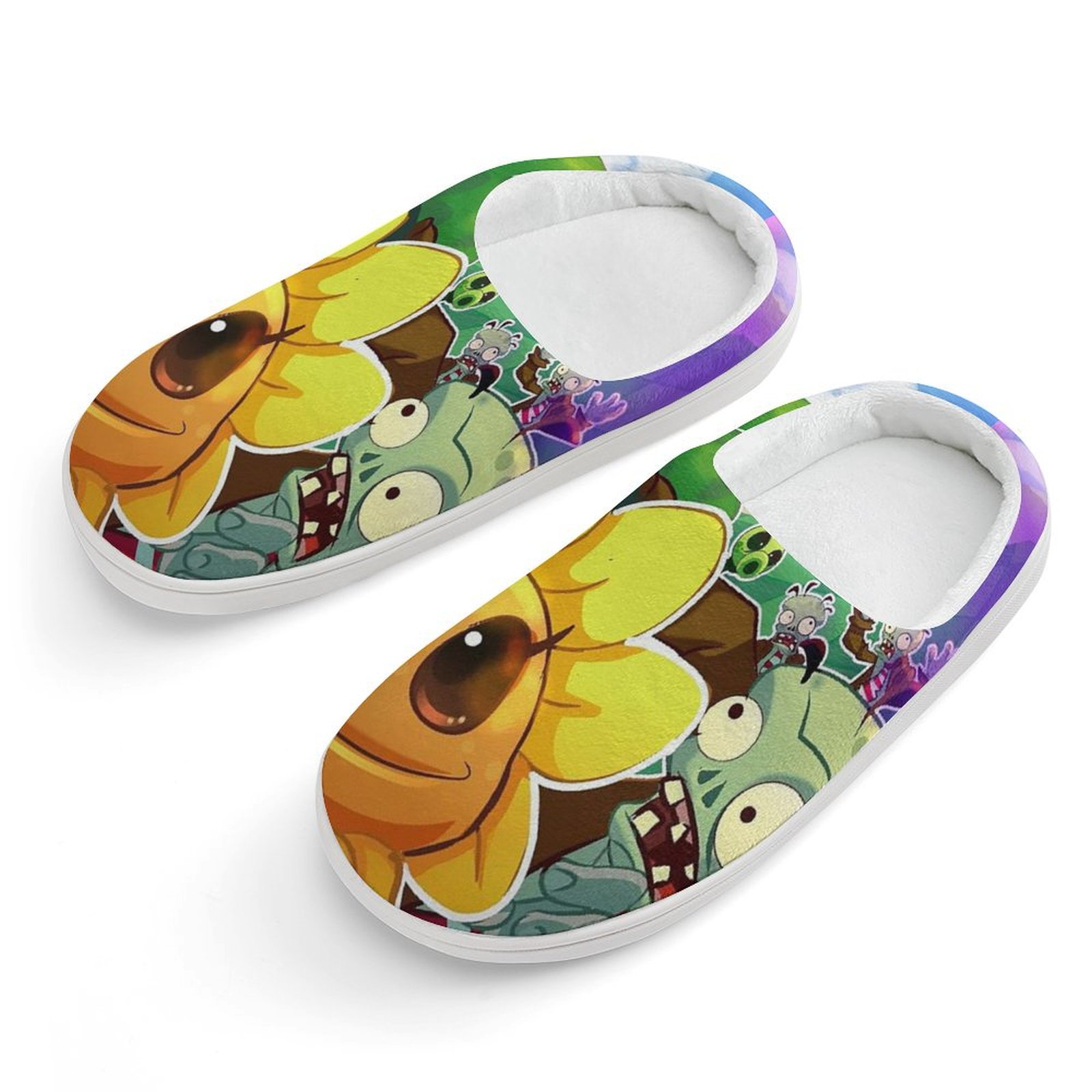 Plants Vs Zombies Slippers for Kids, Cute Soft Plush Anti-slip Fluffy ...