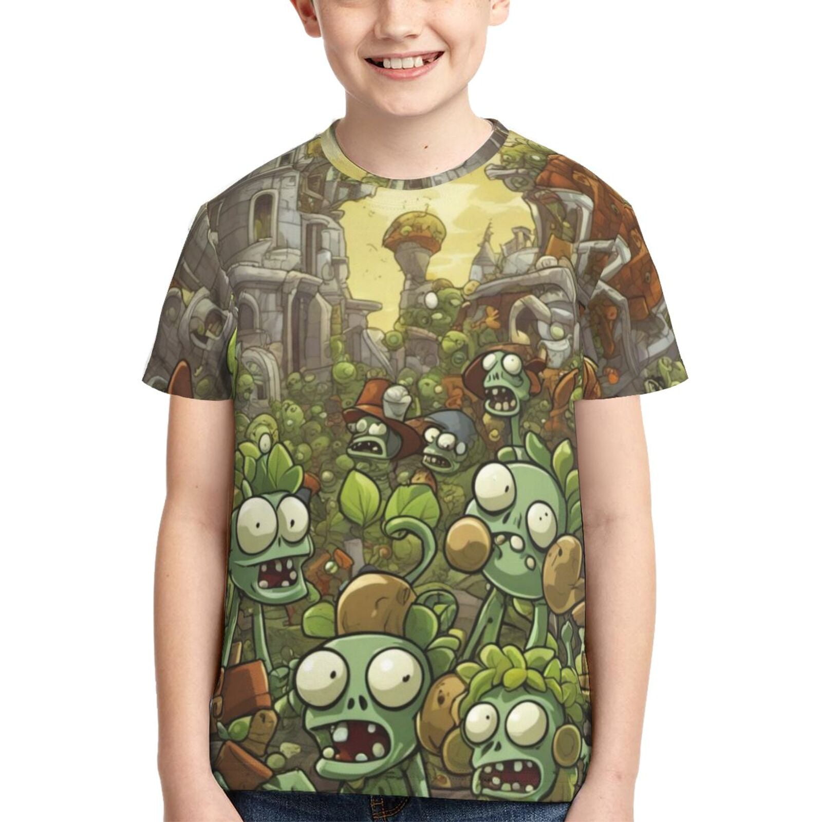 Plants Vs Zombies T Shirts 3D Printed Short Sleeve Tee Shirt for Boys ...