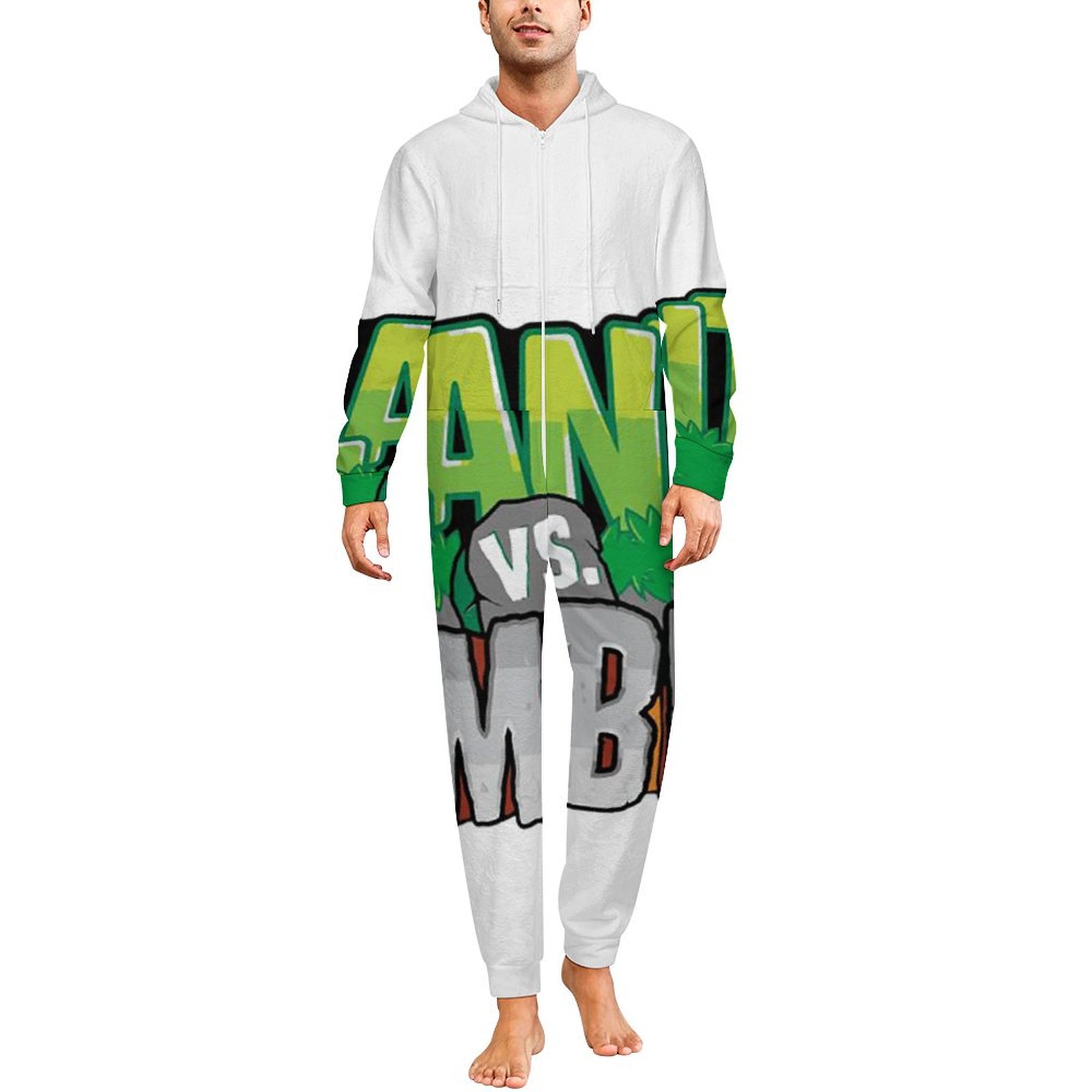 Plants Vs Zombies Unisex Onesie Pajamas Zipper Jumpsuit Hooded One ...