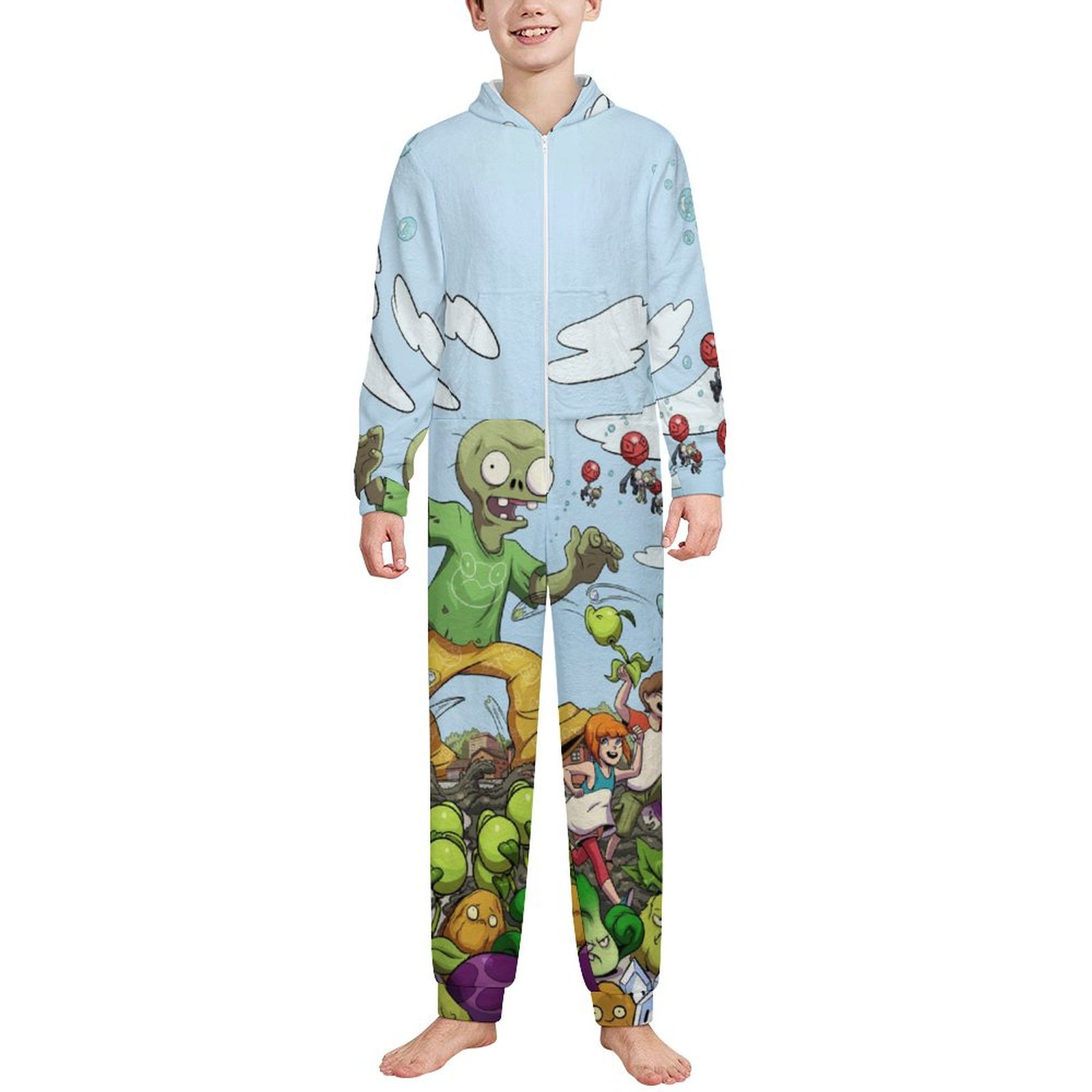 Plants Vs Zombies Unisex Onesie Pajamas Zipper Jumpsuit Hooded One ...