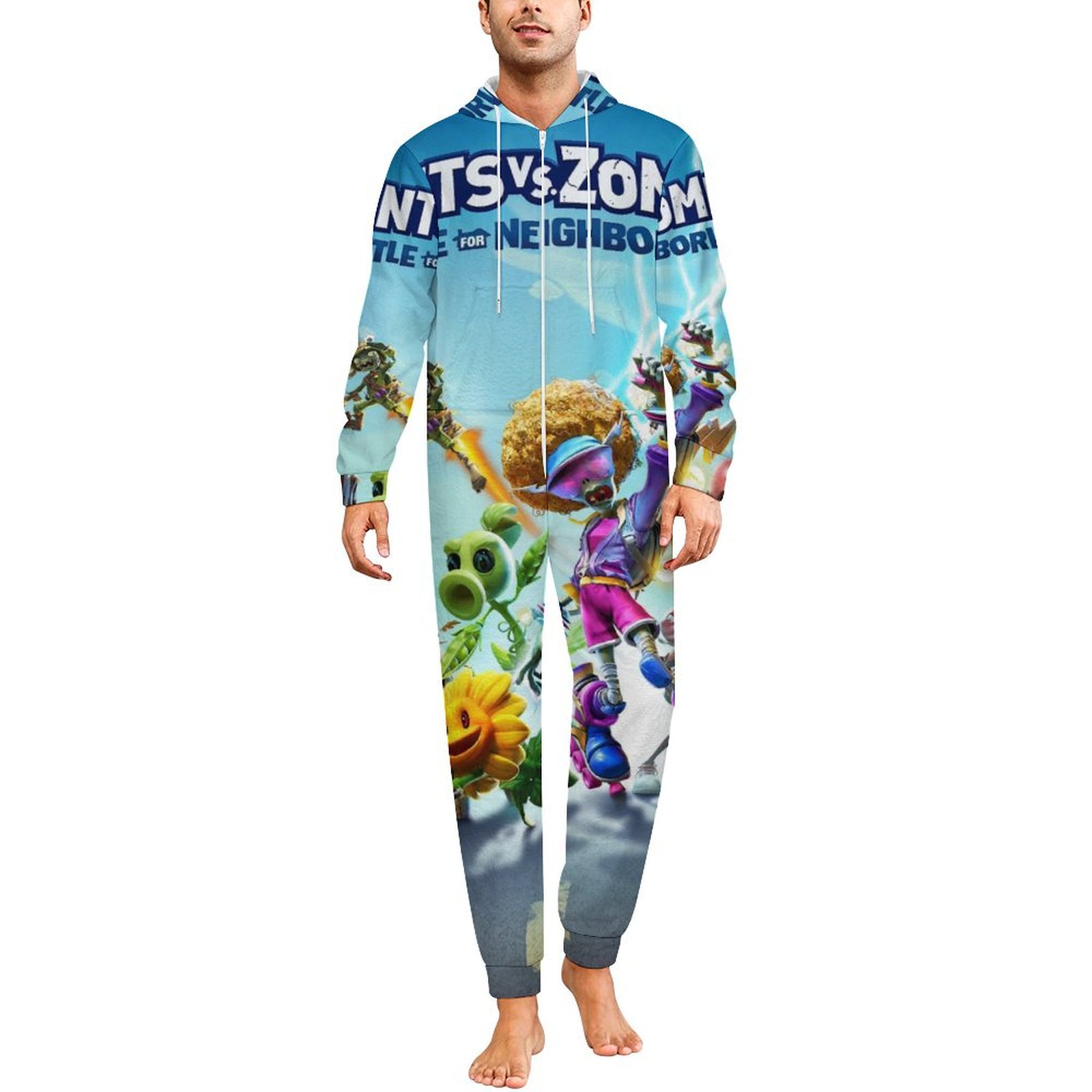 Plants Vs Zombies Unisex Onesie Pajamas Zipper Jumpsuit Hooded One ...