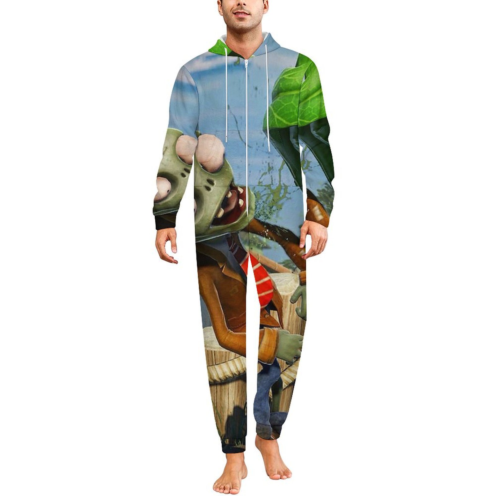 Plants Vs Zombies Unisex Onesie Pajamas Zipper Jumpsuit Hooded One ...