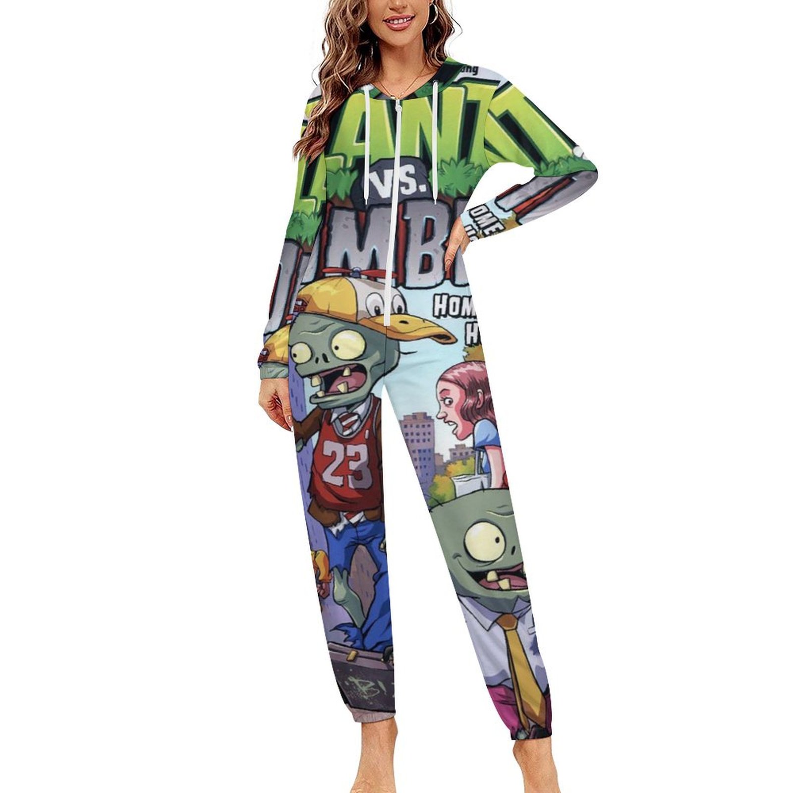 Plants Vs Zombies Unisex Onesie Pajamas Zipper Jumpsuit Hooded One ...