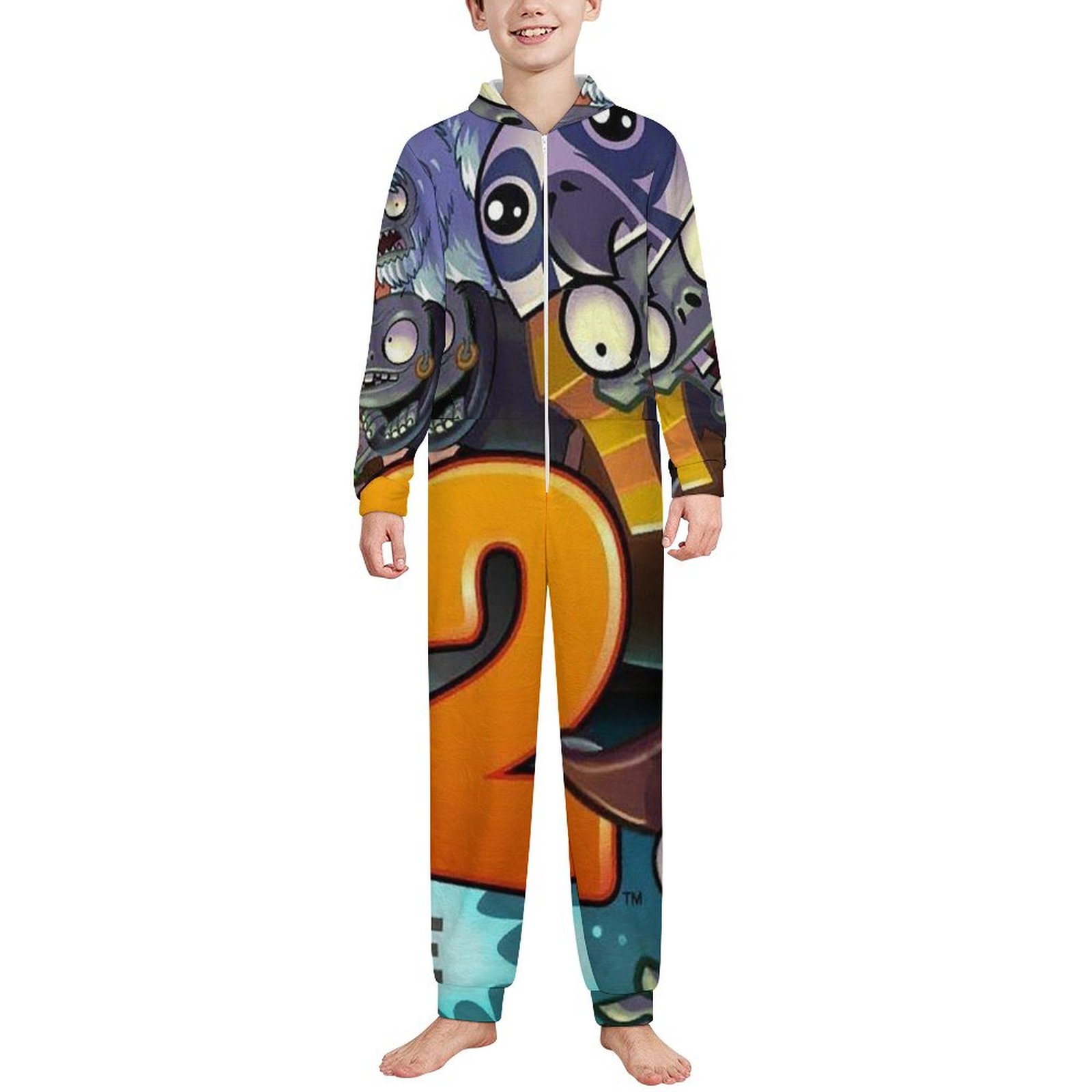 Plants Vs Zombies Unisex Onesie Pajamas Zipper Jumpsuit Hooded One ...