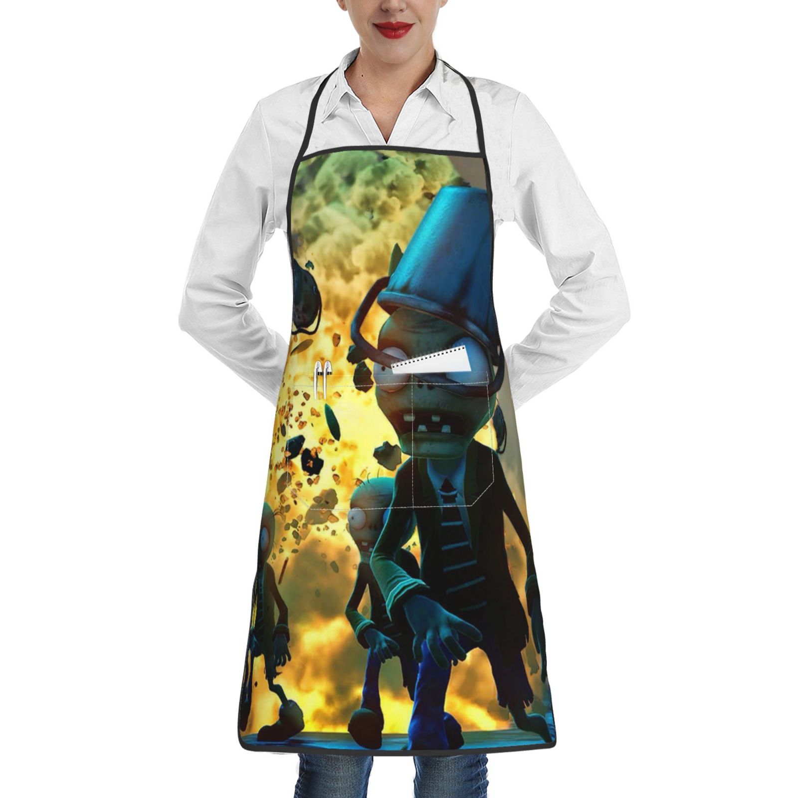 Plants Vs Zombies Waterproof Cooking Aprons, Adjustable Bib Soft Chef ...
