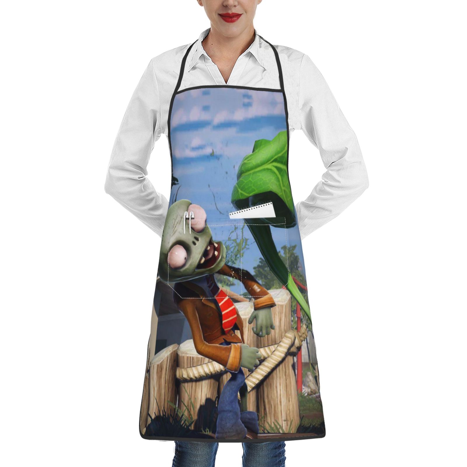 Plants Vs Zombies Waterproof Cooking Aprons, Adjustable Bib Soft Chef ...