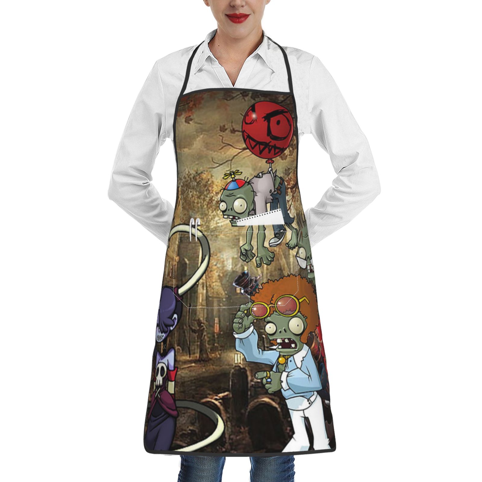 Plants Vs Zombies Waterproof Cooking Aprons, Adjustable Bib Soft Chef ...
