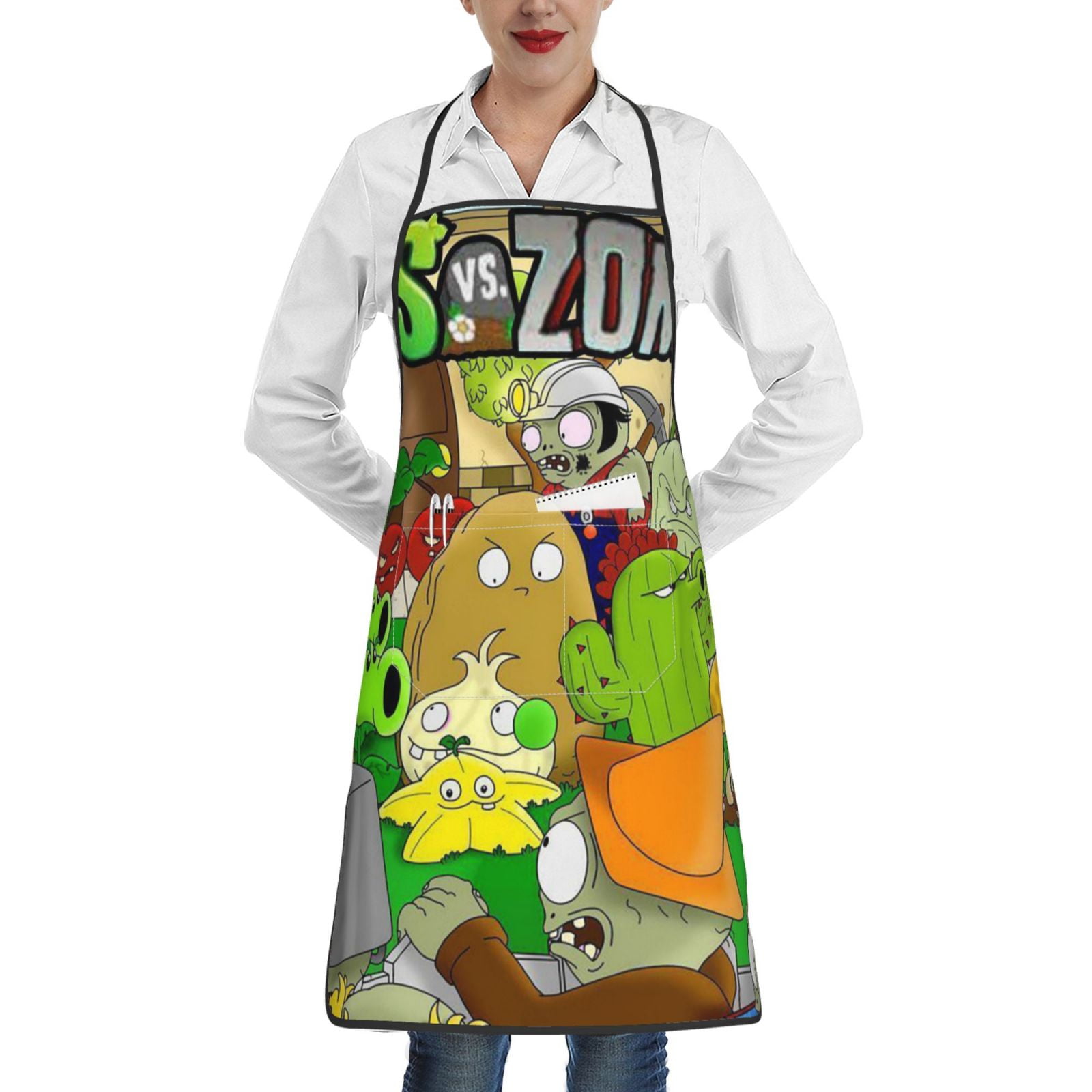 Plants Vs Zombies Waterproof Cooking Aprons, Adjustable Bib Soft Chef ...