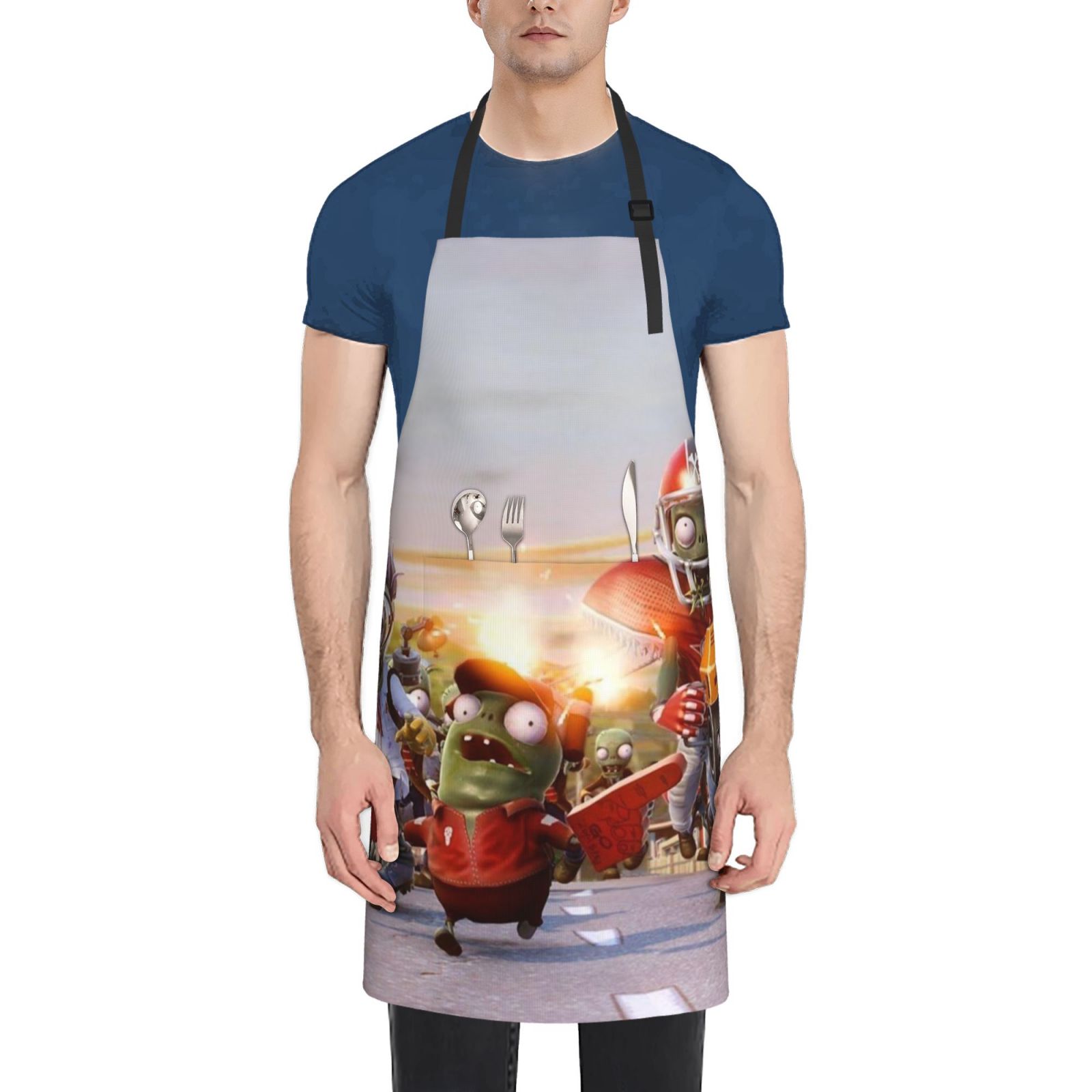 Plants Vs Zombies Waterproof Cooking Aprons, Adjustable Bib Soft Chef ...