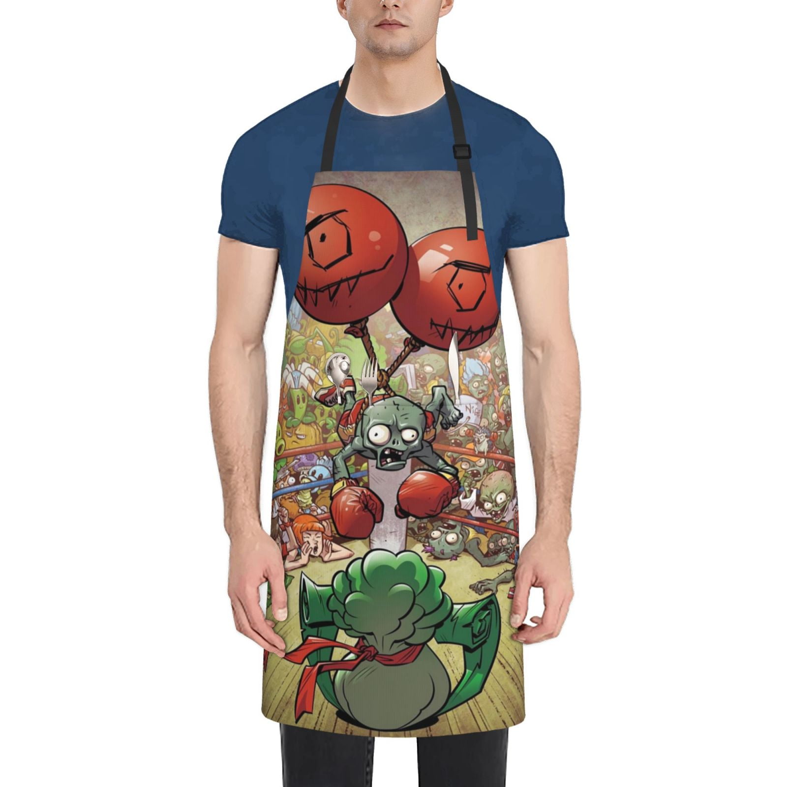 Plants Vs Zombies Waterproof Cooking Aprons, Adjustable Bib Soft Chef ...