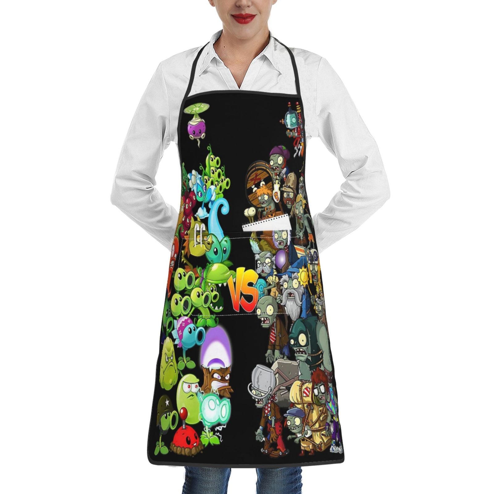 Plants Vs Zombies Waterproof Cooking Aprons, Adjustable Bib Soft Chef ...