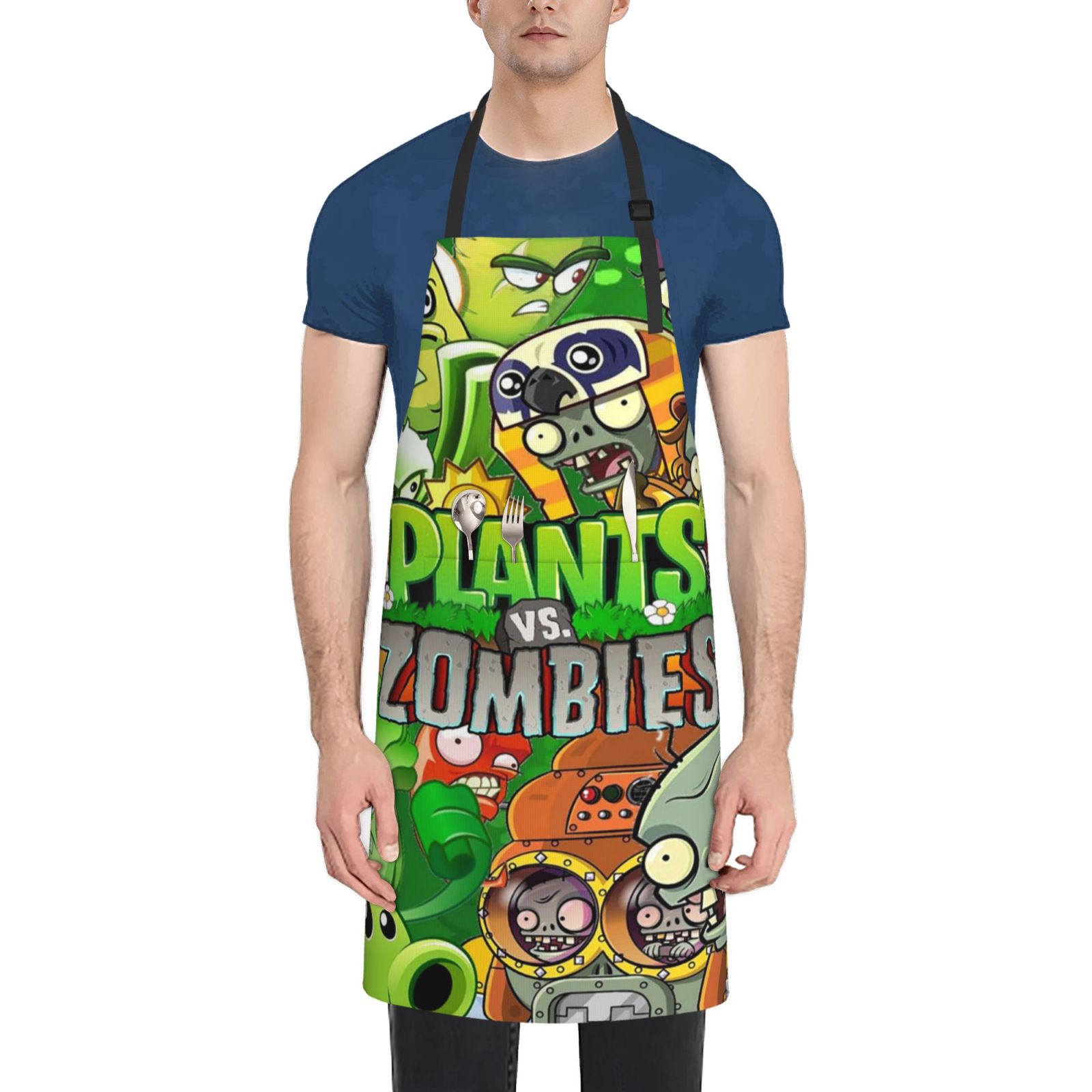 Plants Vs Zombies Waterproof Cooking Aprons, Adjustable Bib Soft Chef ...