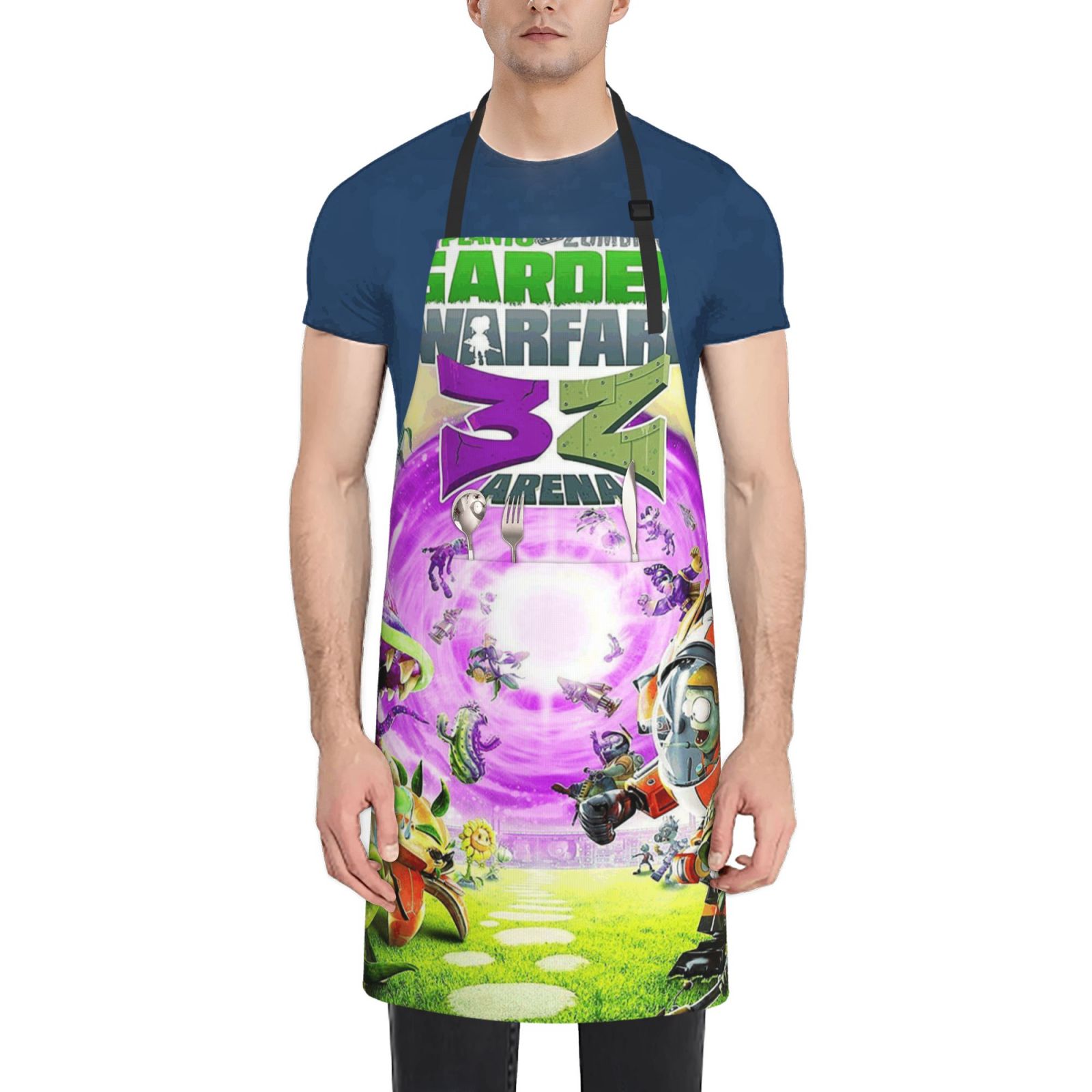 Plants Vs Zombies Waterproof Cooking Aprons, Adjustable Bib Soft Chef ...