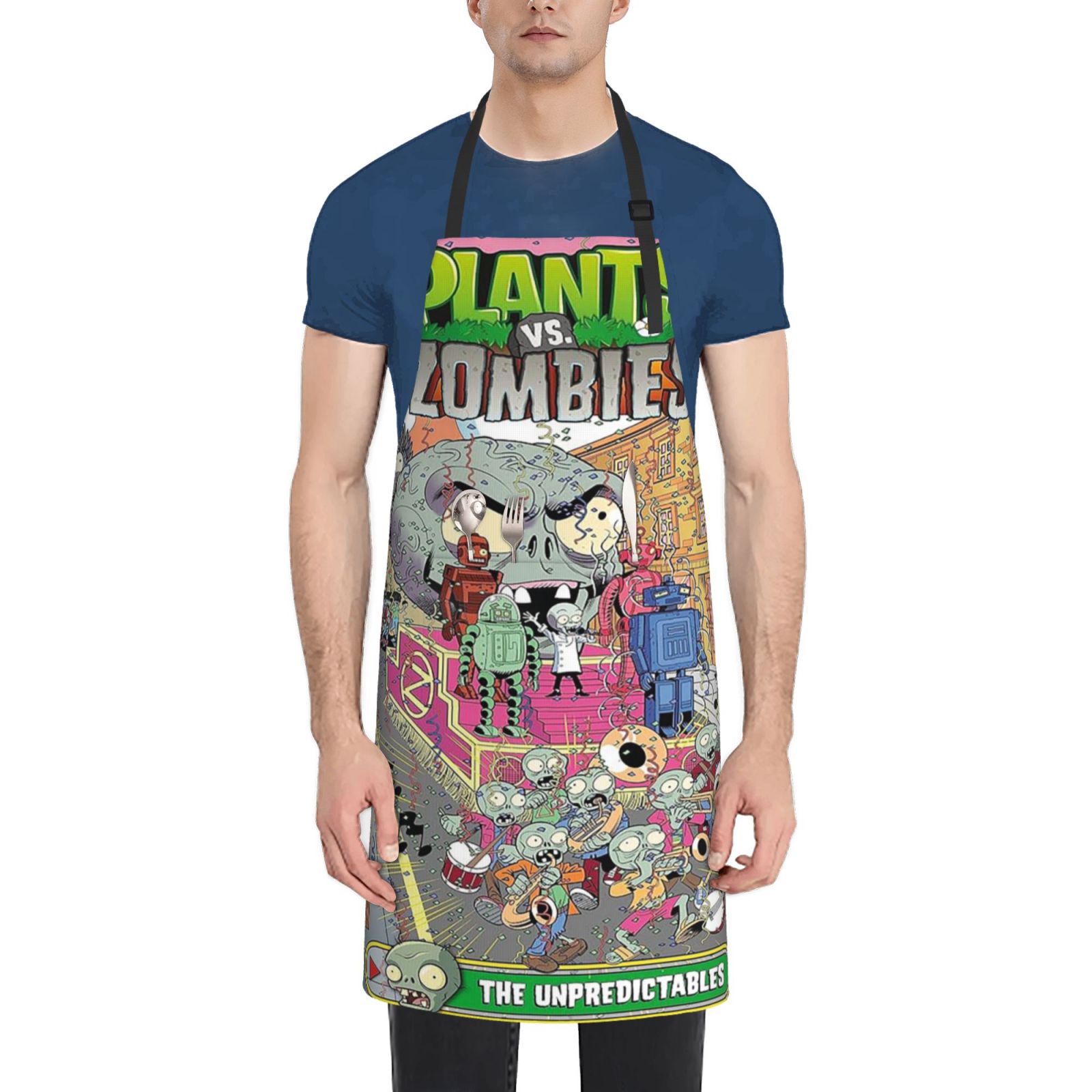 Plants Vs Zombies Waterproof Cooking Aprons, Adjustable Bib Soft Chef ...