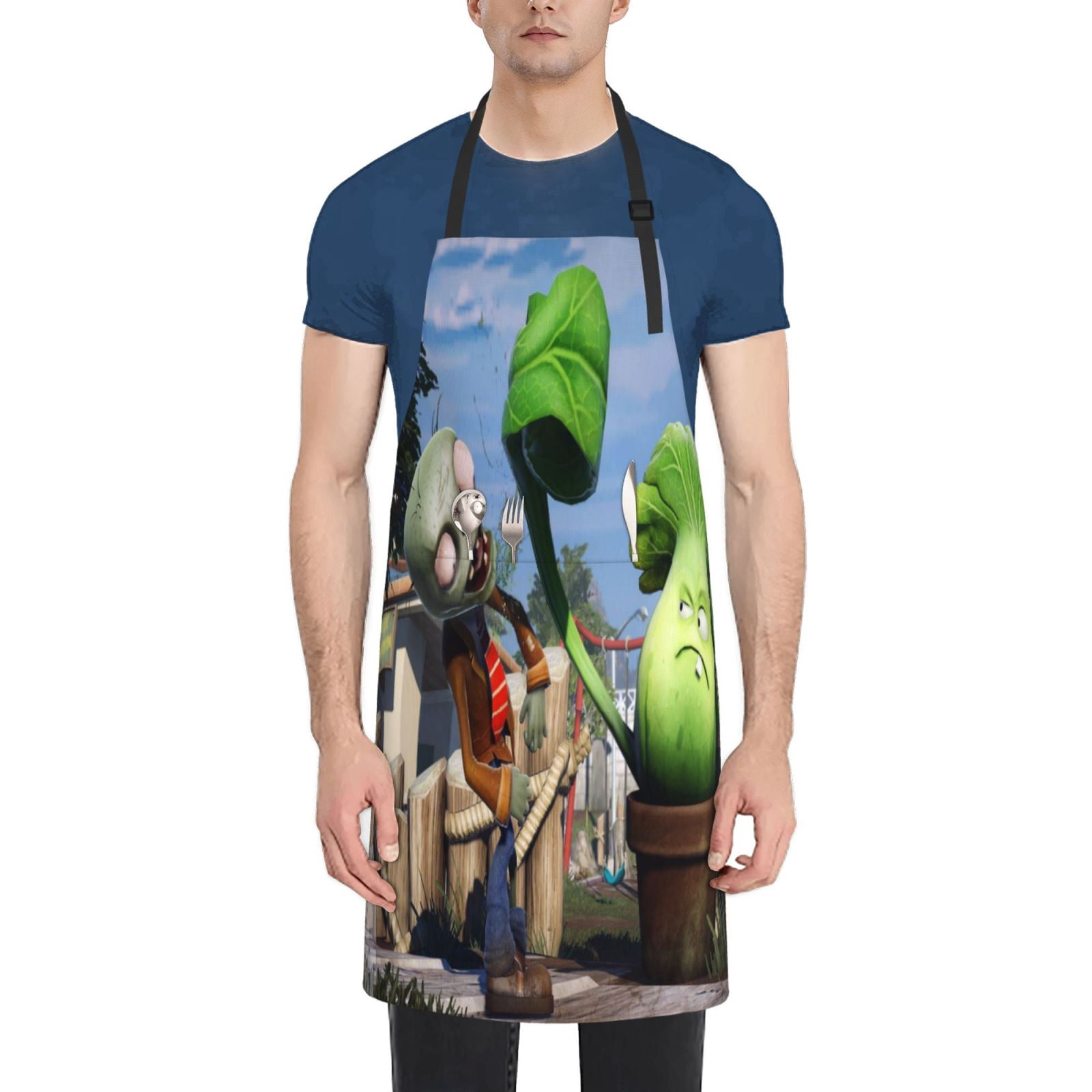Plants Vs Zombies Waterproof Cooking Aprons, Adjustable Bib Soft Chef ...