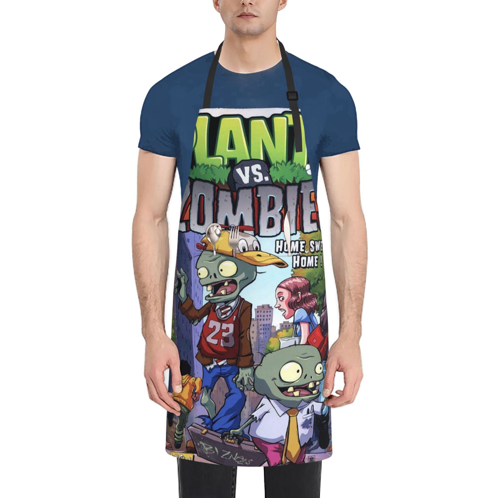 Plants Vs Zombies Waterproof Cooking Aprons, Adjustable Bib Soft Chef ...