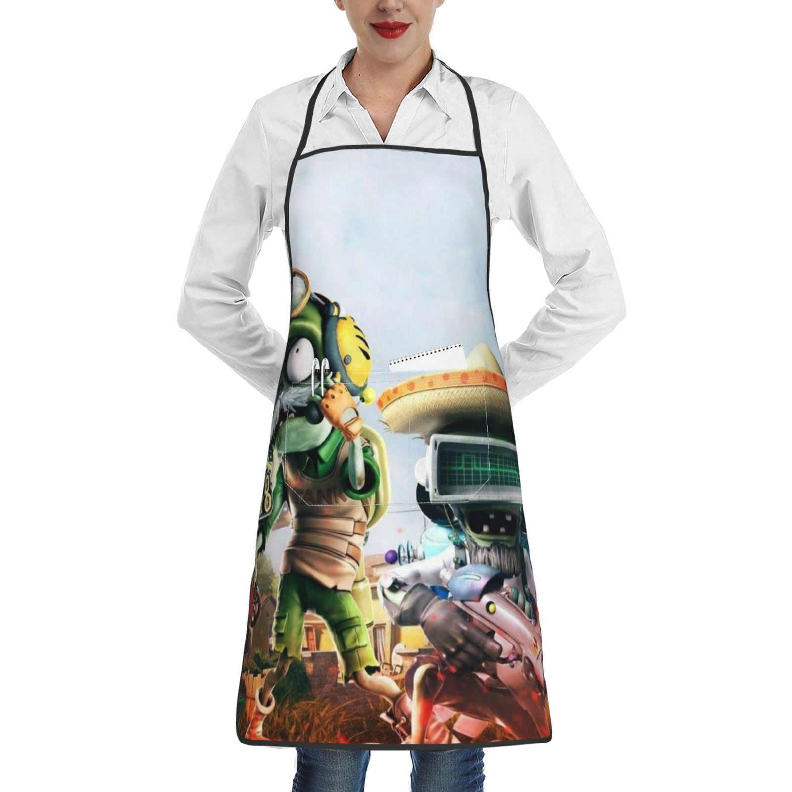 Plants Vs Zombies Waterproof Cooking Aprons, Adjustable Bib Soft Chef ...