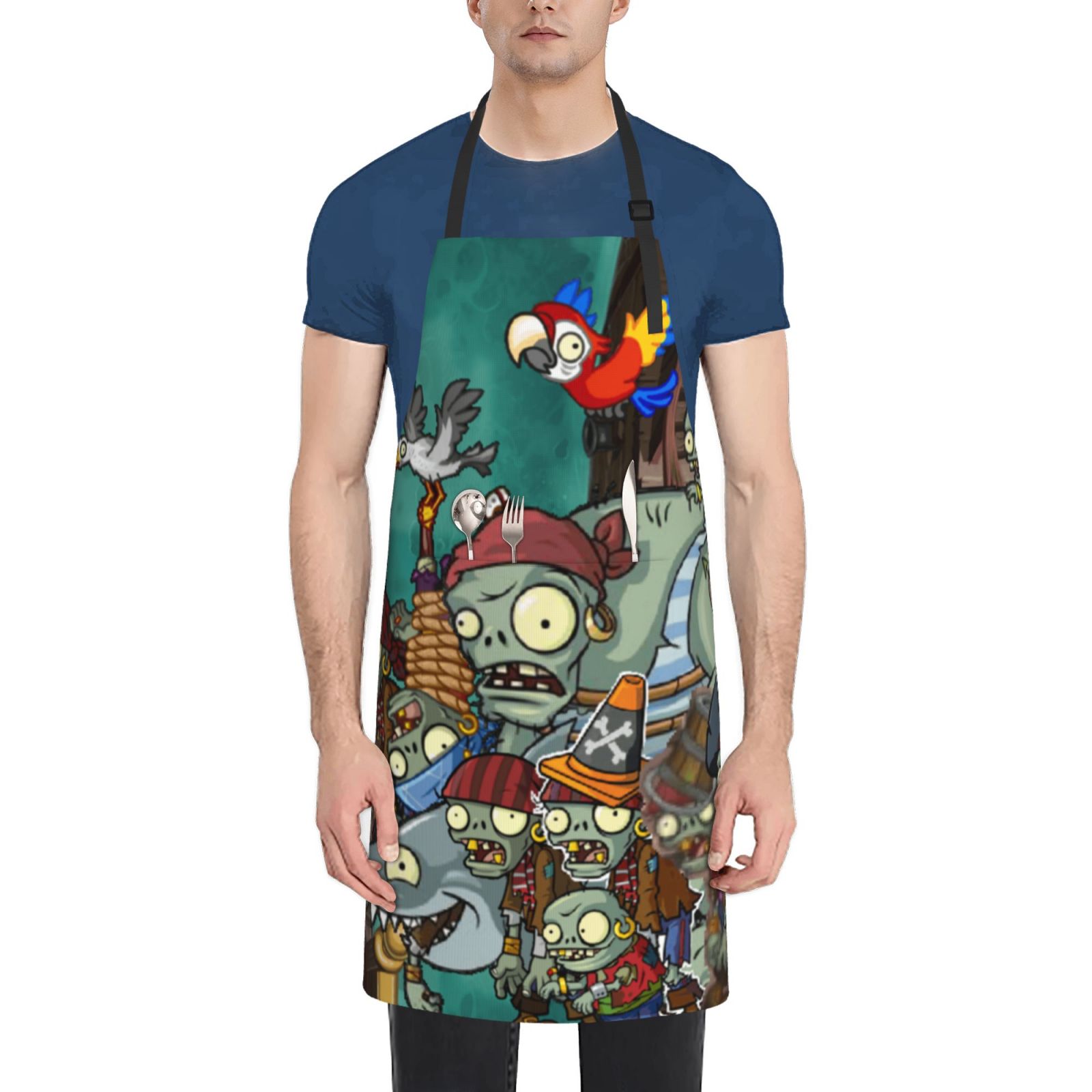 Plants Vs Zombies Waterproof Cooking Aprons, Adjustable Bib Soft Chef ...