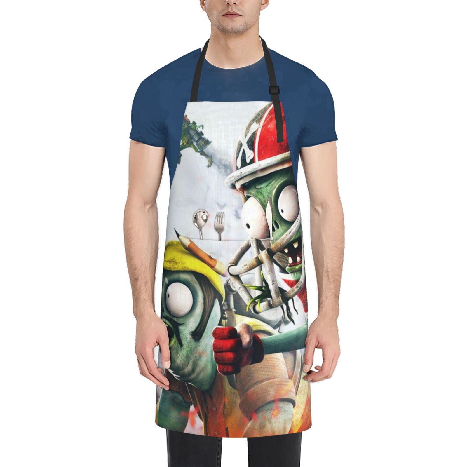 Plants Vs Zombies Waterproof Cooking Aprons, Adjustable Bib Soft Chef ...